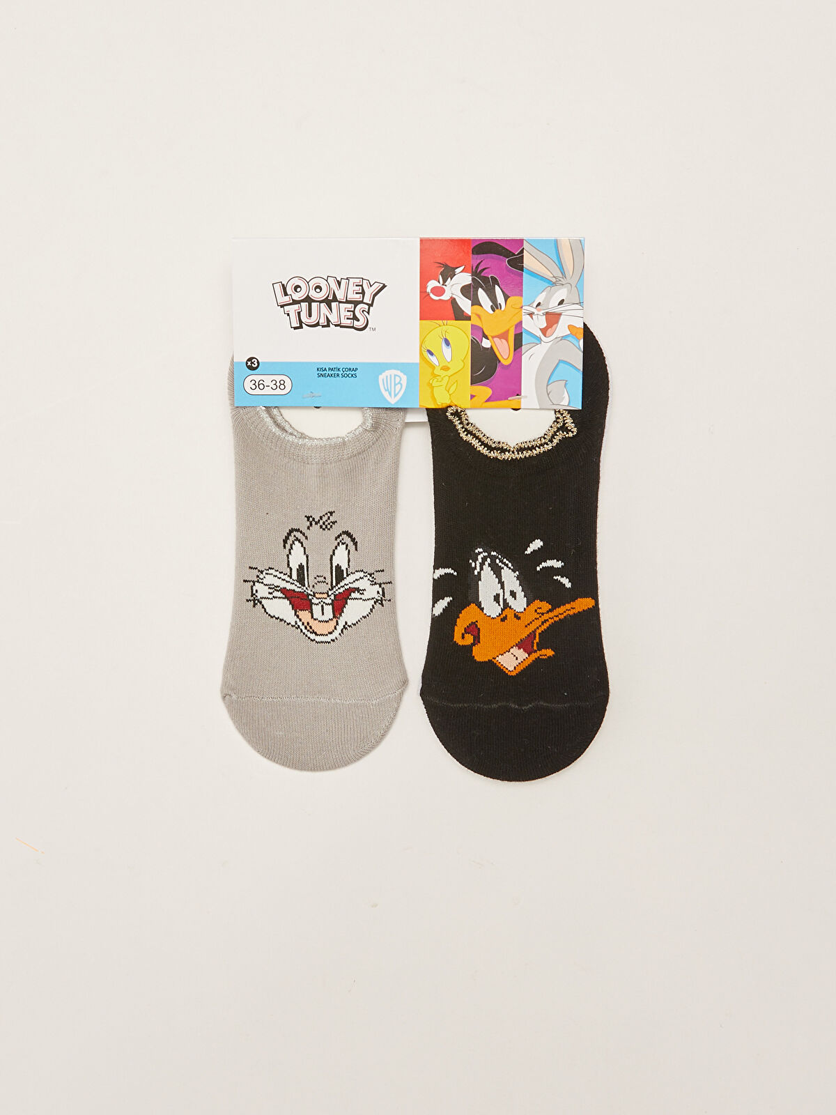 LCW DREAM Looney Tunes Desenli Kadın Patik Çorap 3'lü Paket