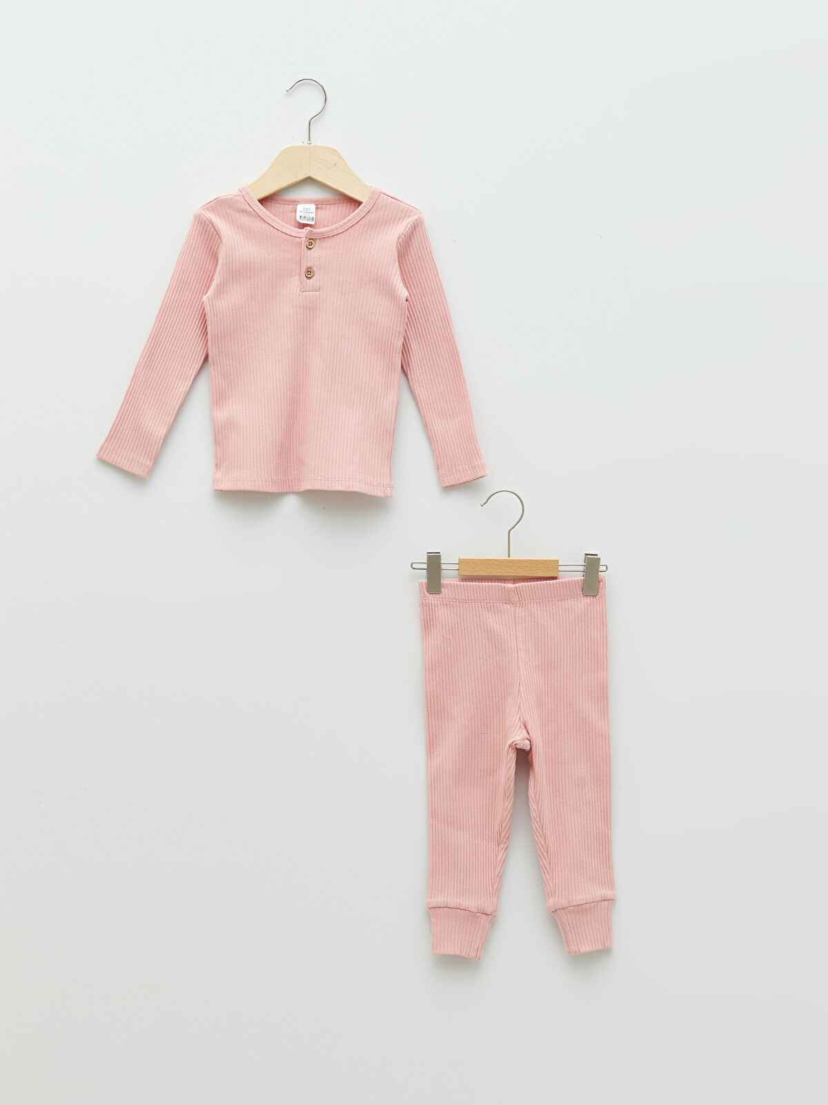 Bisiklet Yaka Uzun Kol Basic Kız Bebek Pijama Takımı