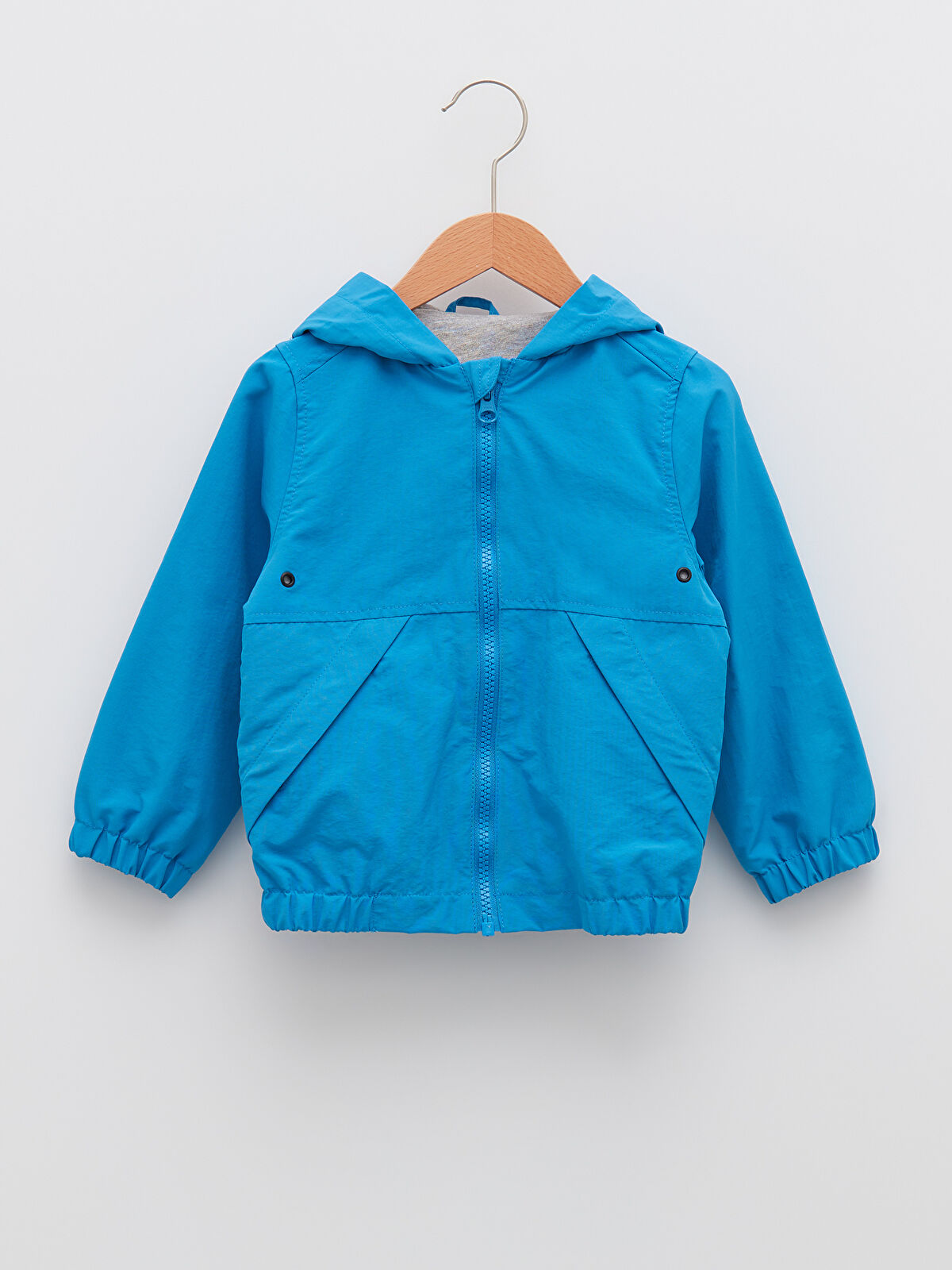 Kapüşonlu Uzun Kol Basic Erkek Bebek Fermuarlı Mont