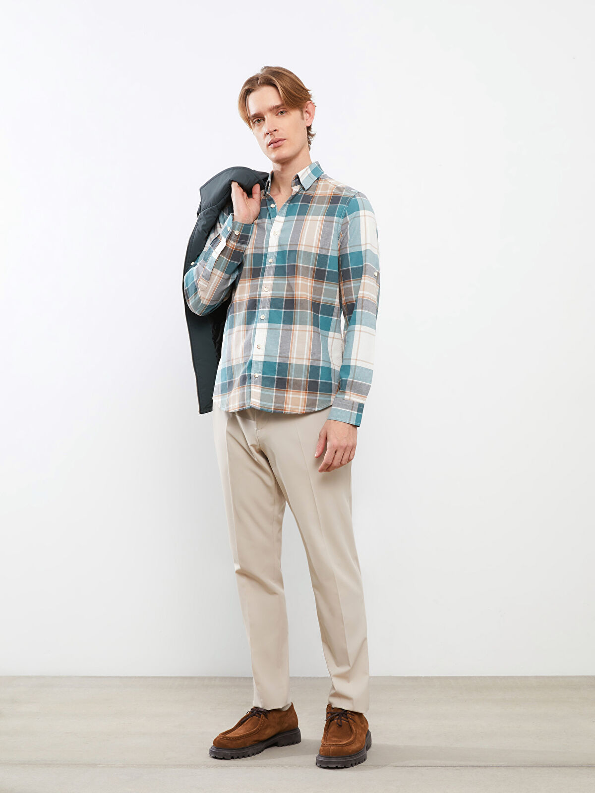 LCW CLASSIC Slim Fit Uzun Kollu Ekose Erkek Gömlek