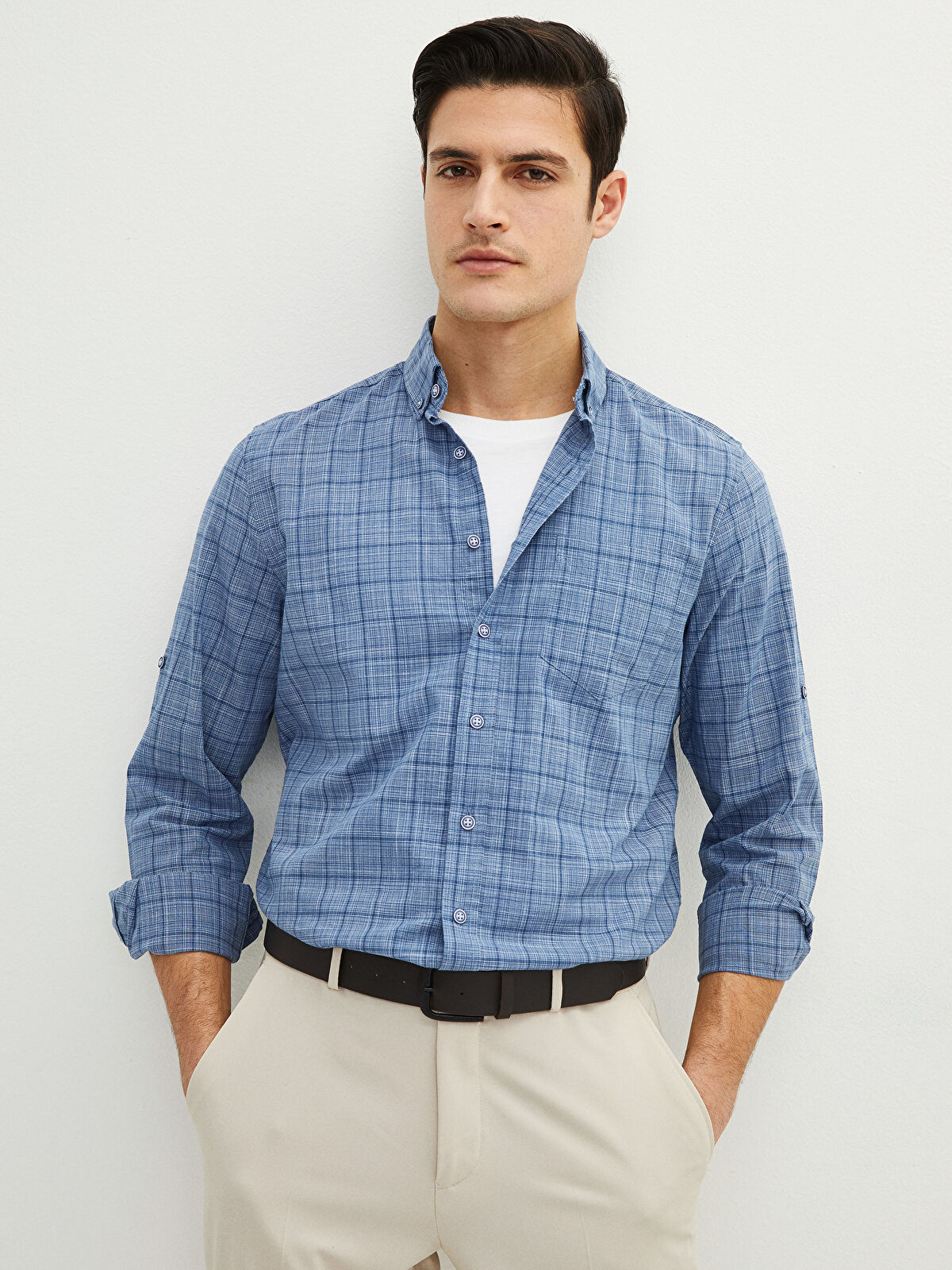 LCW CLASSIC Regular Fit Uzun Kollu Ekose Poplin Erkek Gömlek