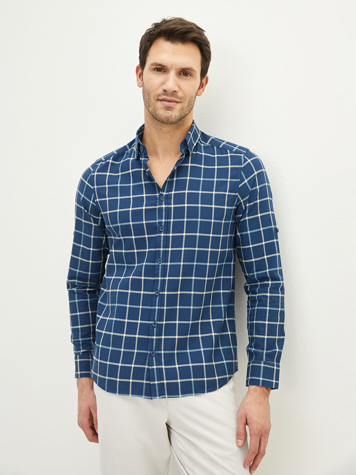 LCW CLASSIC Slim Fit Uzun Kollu Ekose Erkek Gömlek