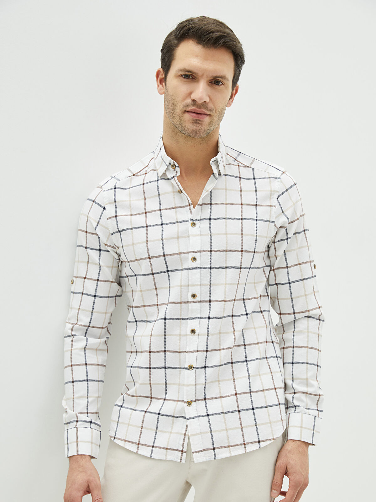 LCW CLASSIC Slim Fit Uzun Kollu Ekose Erkek Gömlek