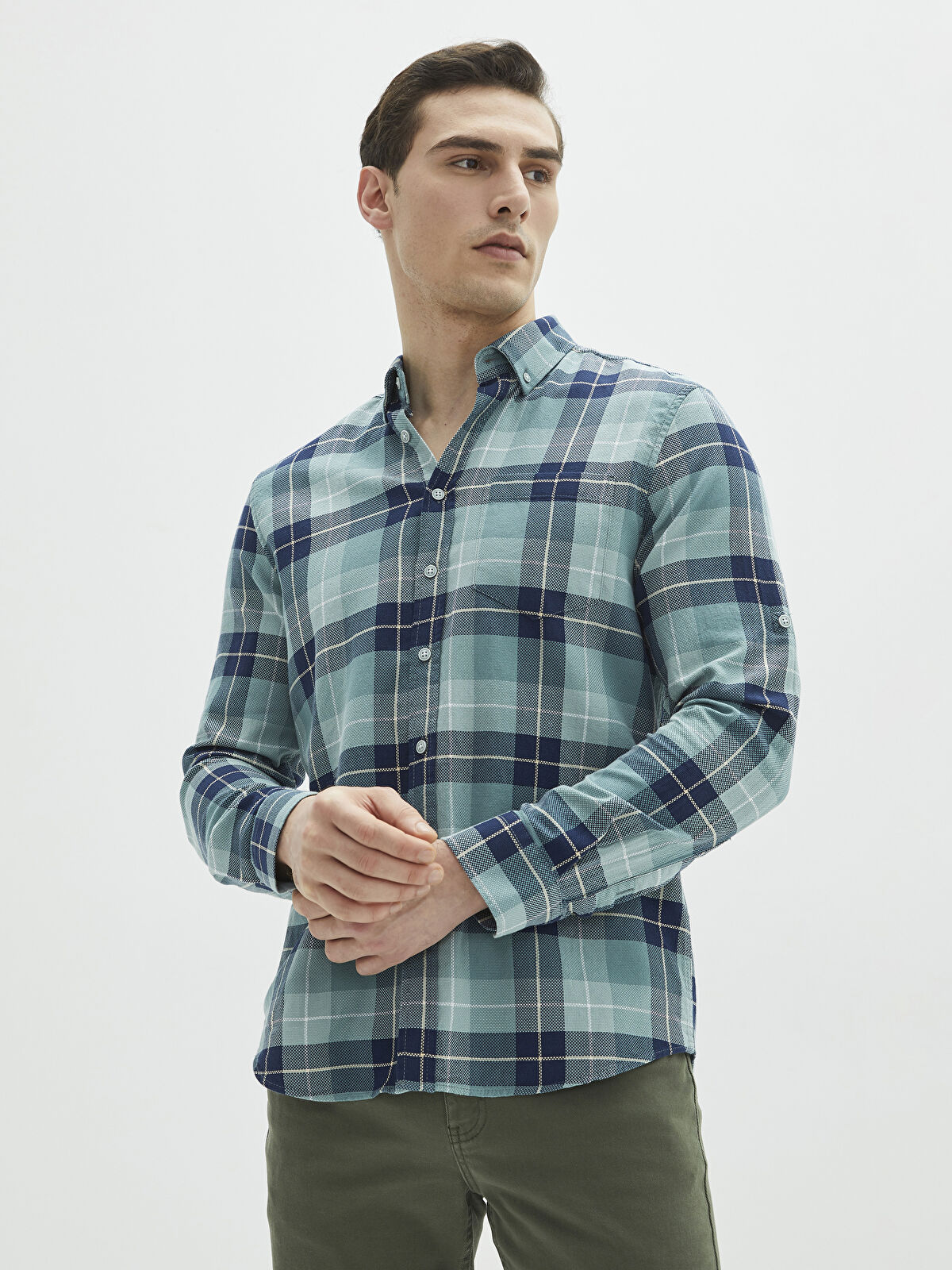 LCW CLASSIC Regular Fit Uzun Kollu Ekose Oxford Erkek Gömlek