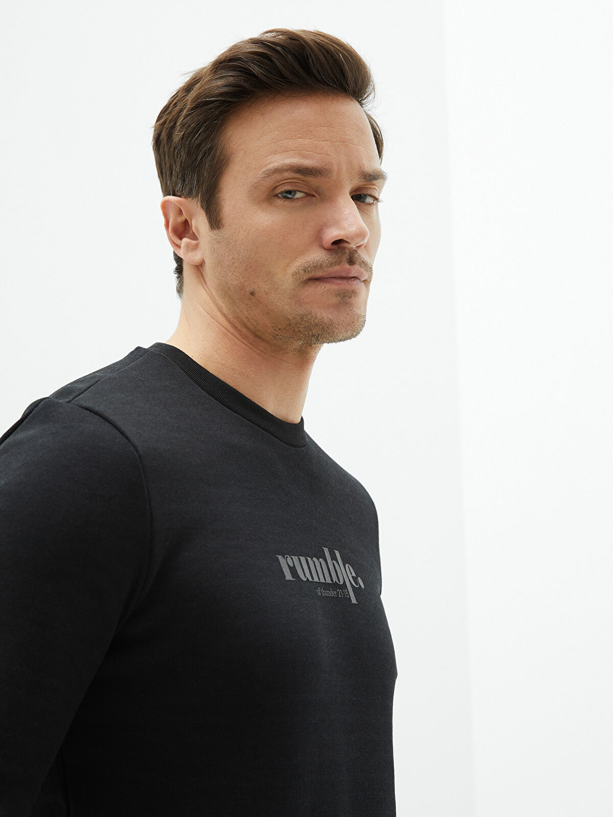 LCW VISION Bisiklet Yaka Uzun Kollu Baskılı İnce Erkek Sweatshirt