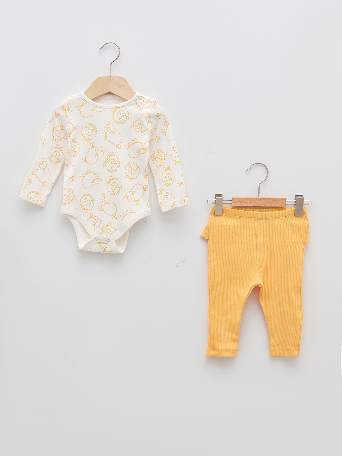 Bisiklet Yaka Uzun Kollu Çıtçıtlı Body ve Tayt 2'li Takım