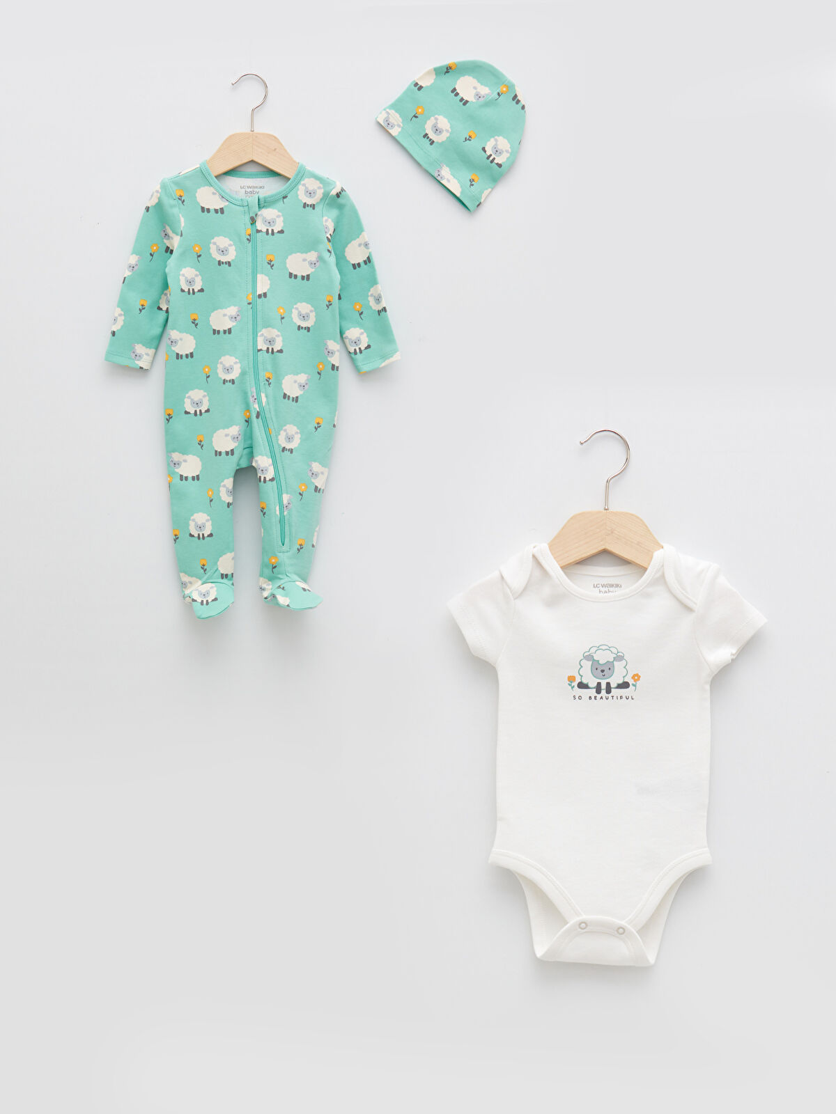 Bisiklet Yaka Baskılı Kız Bebek Hastane Çıkış Seti 3'lü