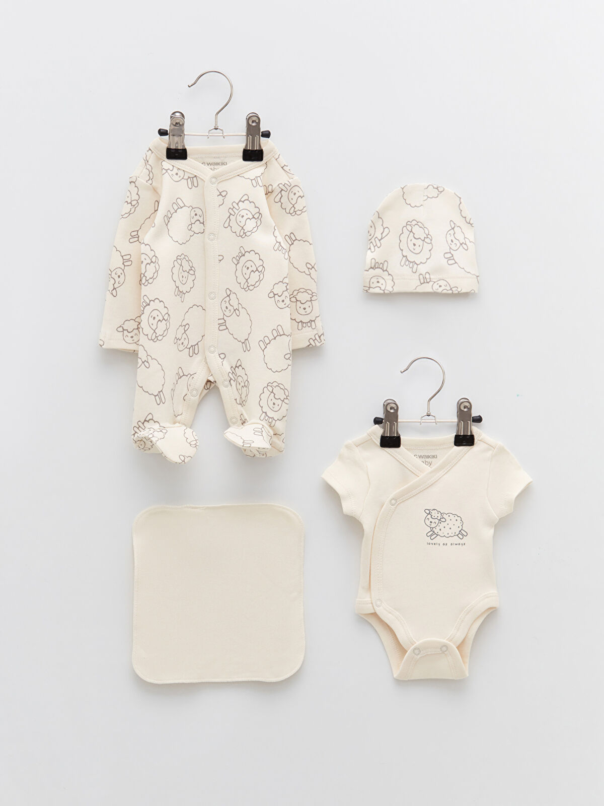 Baskılı Prematüre Kız Bebek Hastane Çıkış Seti 4'lü