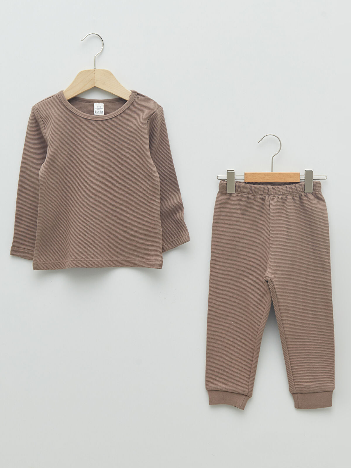 Bisiklet Yaka Uzun Kol Basic Erkek Bebek Pijama Takımı