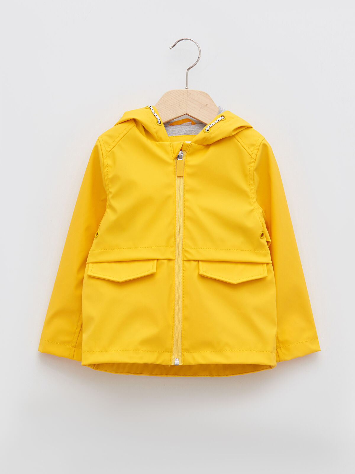 Kapüşonlu Uzun Kollu Basic Erkek Bebek Fermuarlı Mont