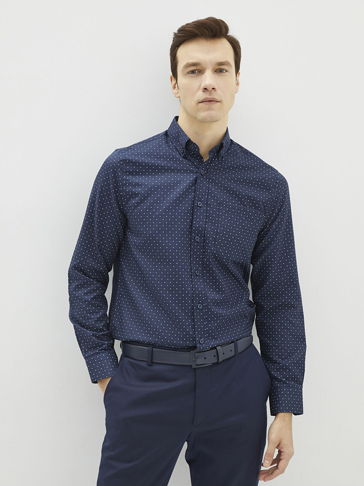 LCW FORMAL Regular Fit Uzun Kollu Desenli Gabardin Erkek Gömlek