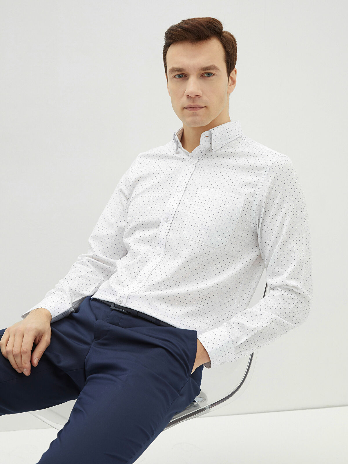 LCW FORMAL Regular Fit Uzun Kollu Desenli Gabardin Erkek Gömlek