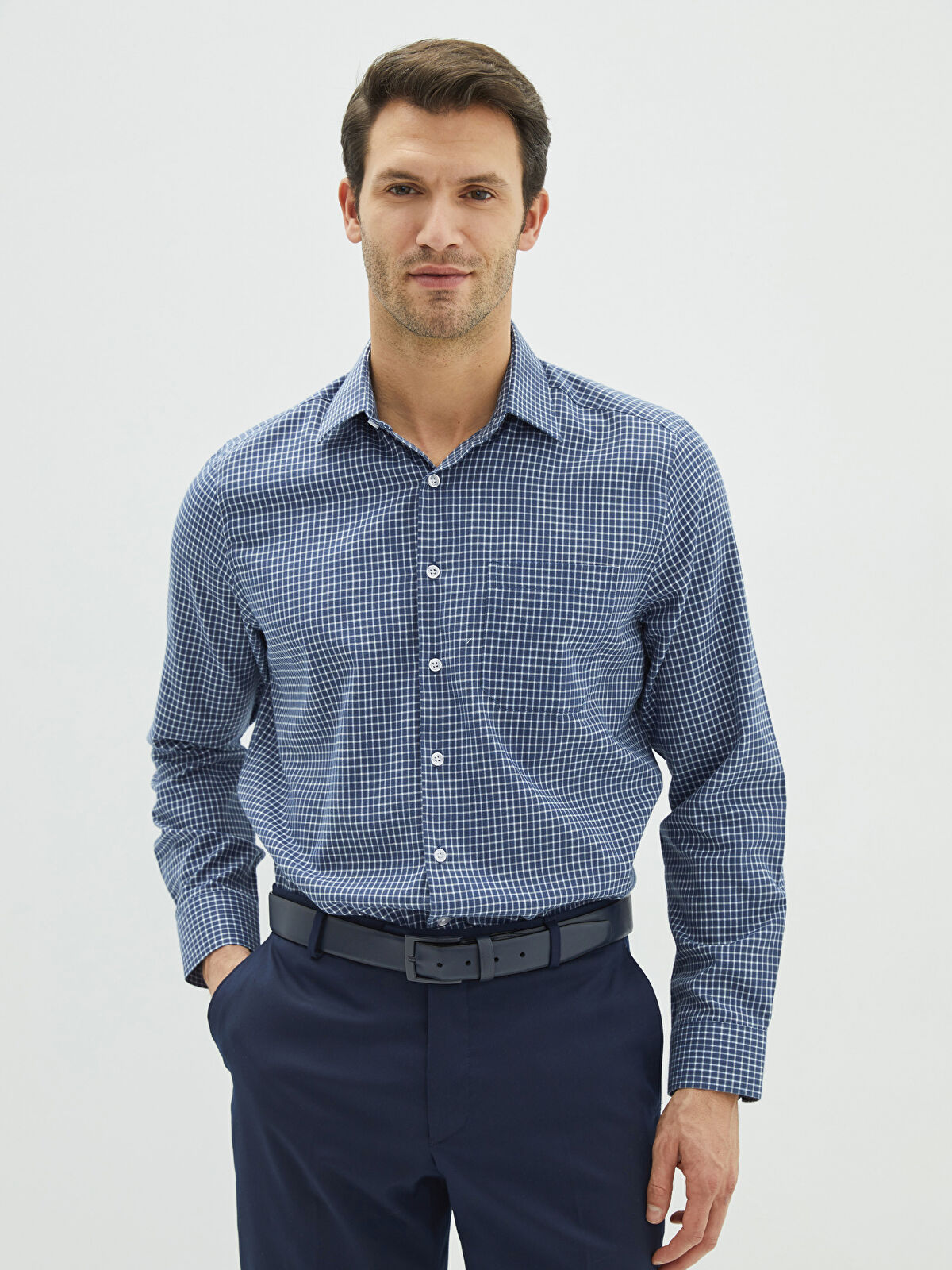 LCW FORMAL Regular Fit Uzun Kollu Ekose Gabardin Erkek Gömlek