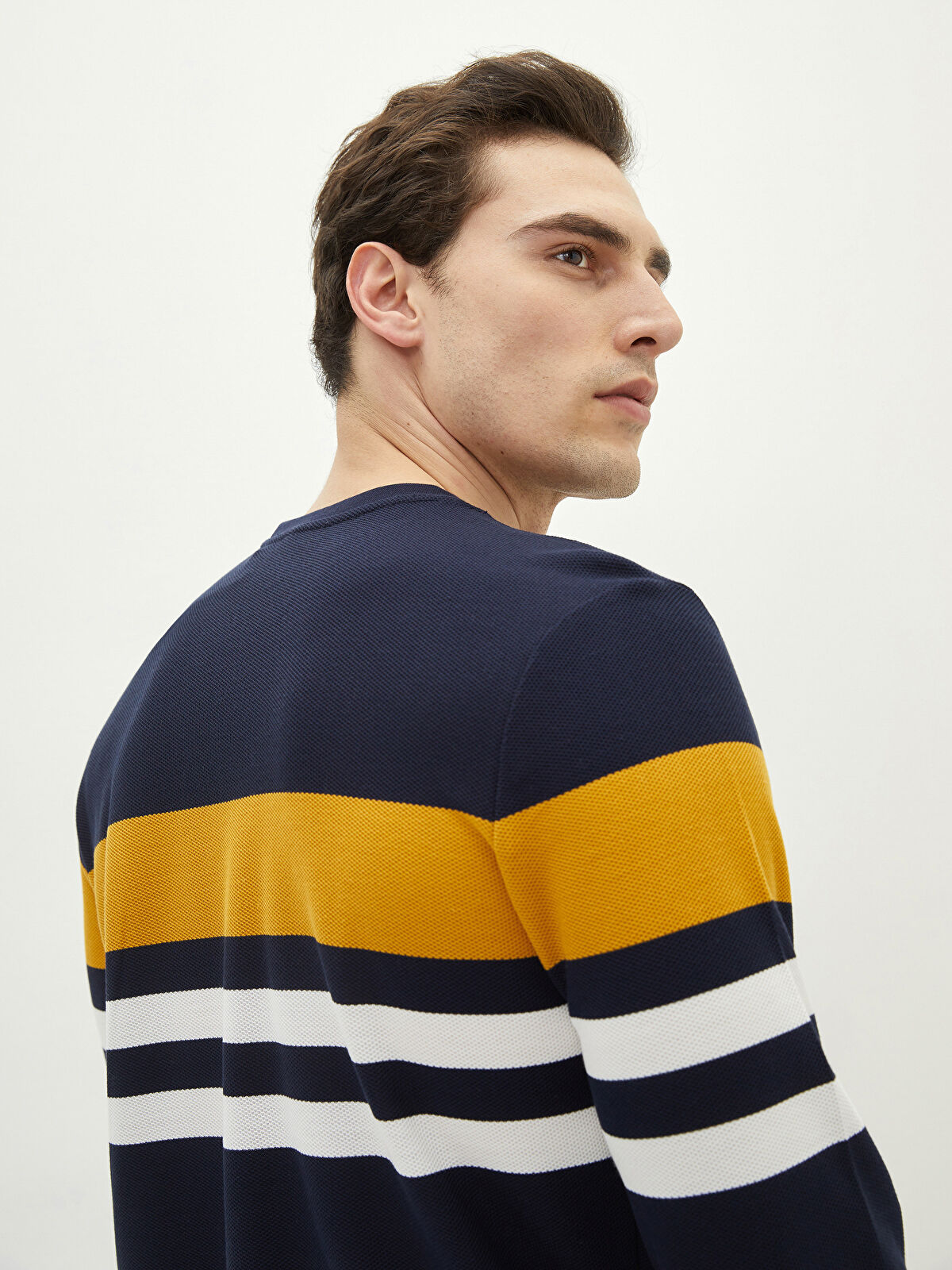 LCW CLASSIC Bisiklet Yaka Uzun Kollu Çizgili Erkek Sweatshirt