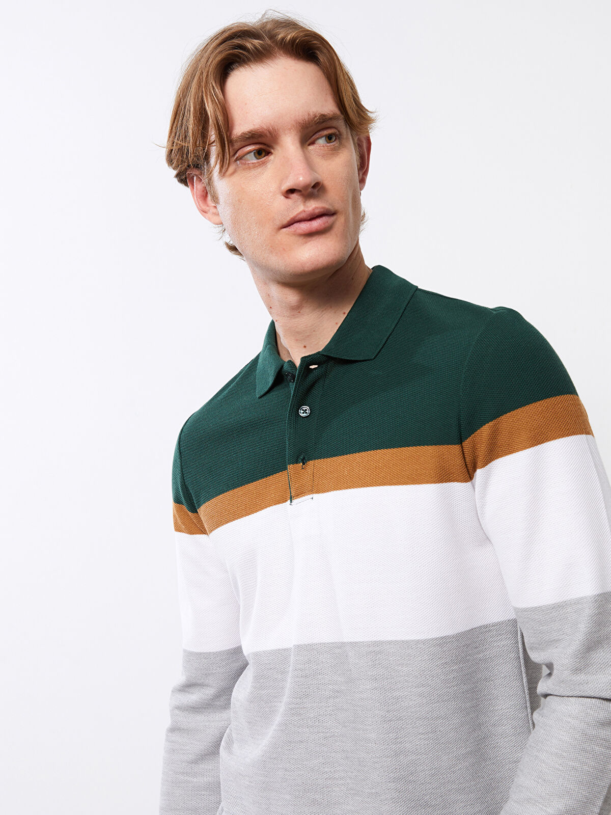 LCW CLASSIC Polo Yaka Uzun Kollu Çizgili Erkek Tişört