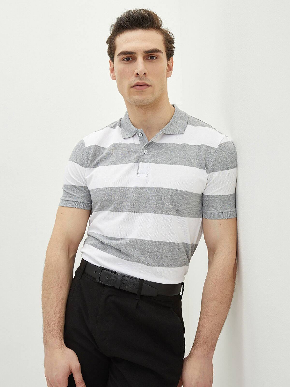 LCW CLASSIC Polo Yaka Kısa Kollu Çizgili Pike Erkek Tişört