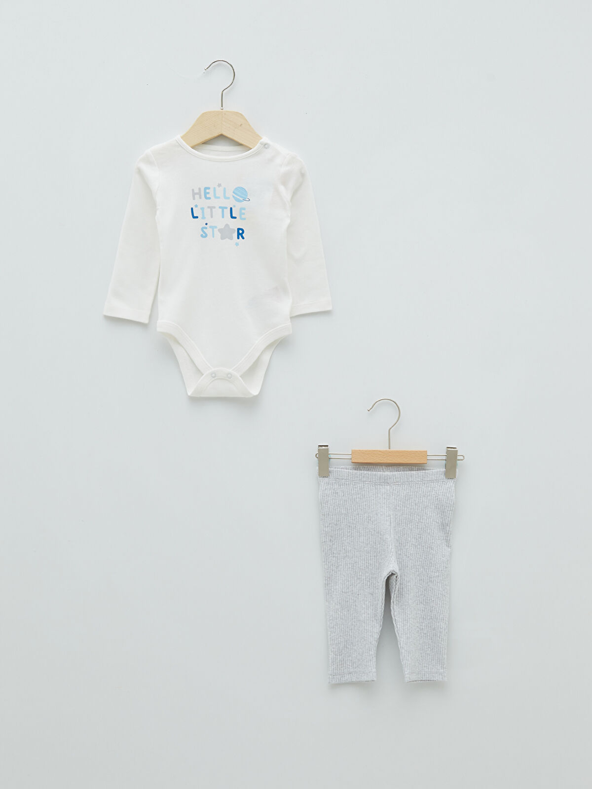 Bisiklet Yaka Uzun Kollu Baskılı Erkek Bebek Çıtçıtlı Body ve Pantolon 2'li Takım