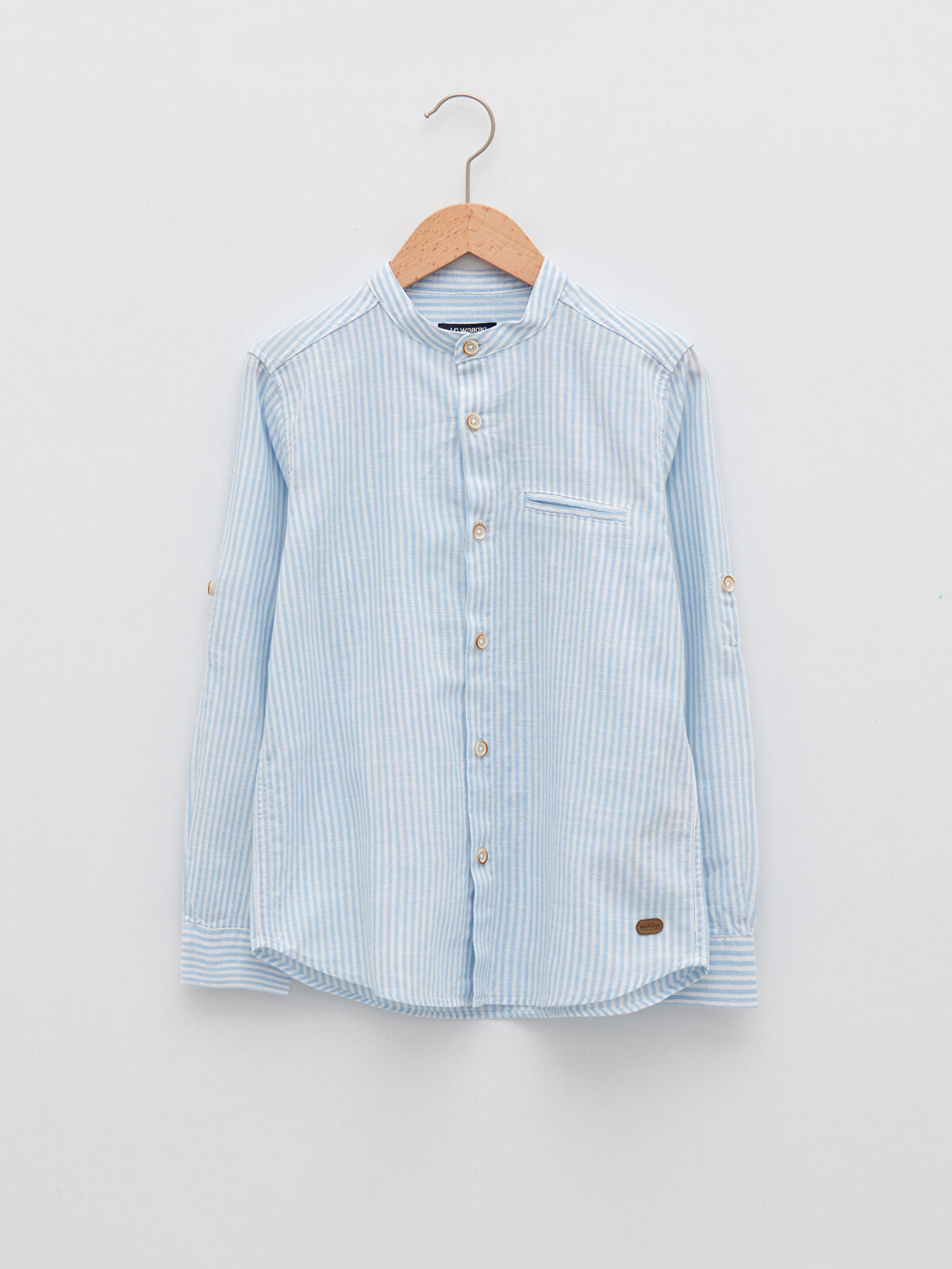 Hakim Yaka Çizgili Uzun Kollu Poplin Erkek Çocuk Gömlek