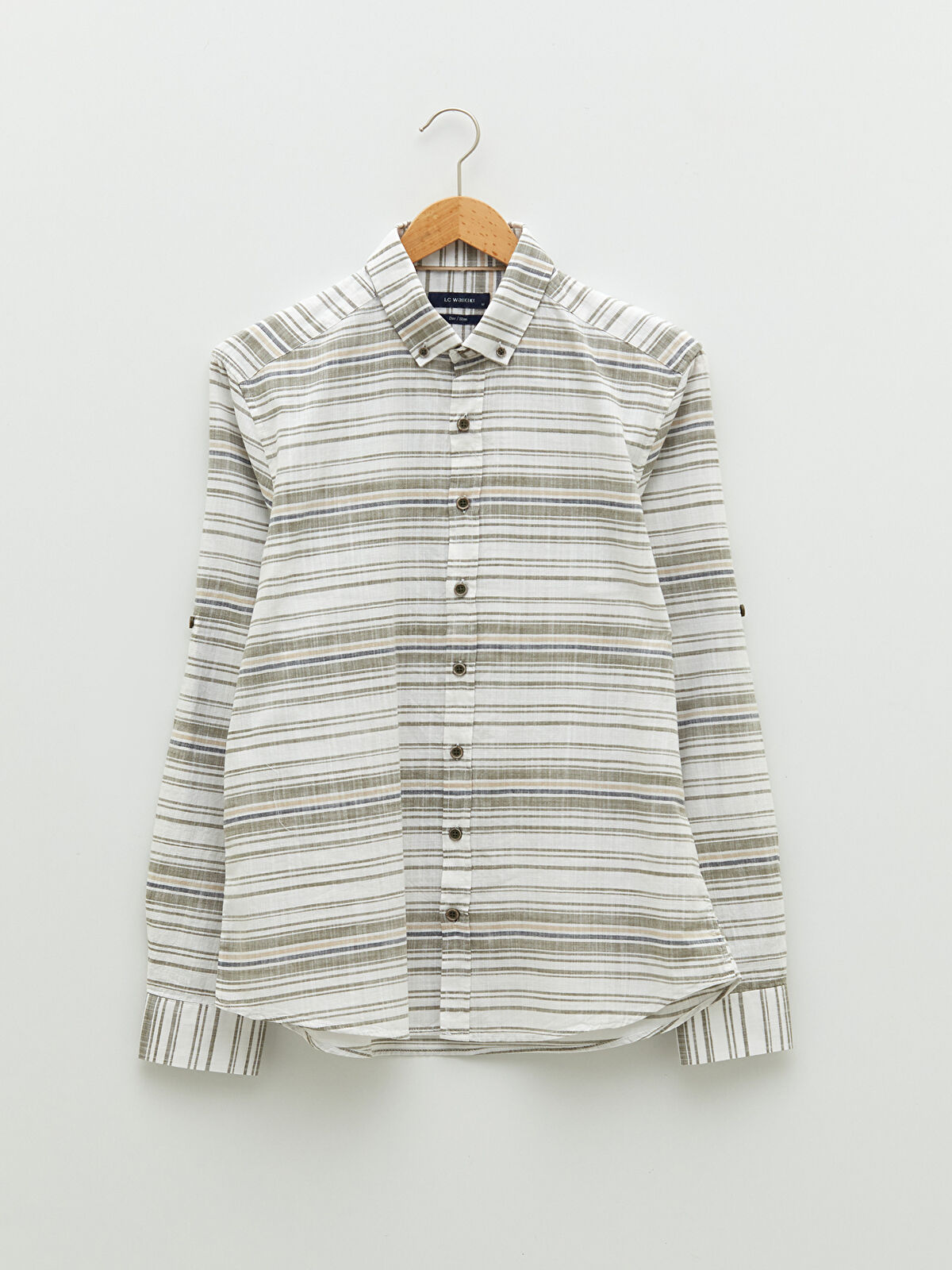 LCW CLASSIC Slim Fit Uzun Kollu Çizgili Poplin Erkek Gömlek