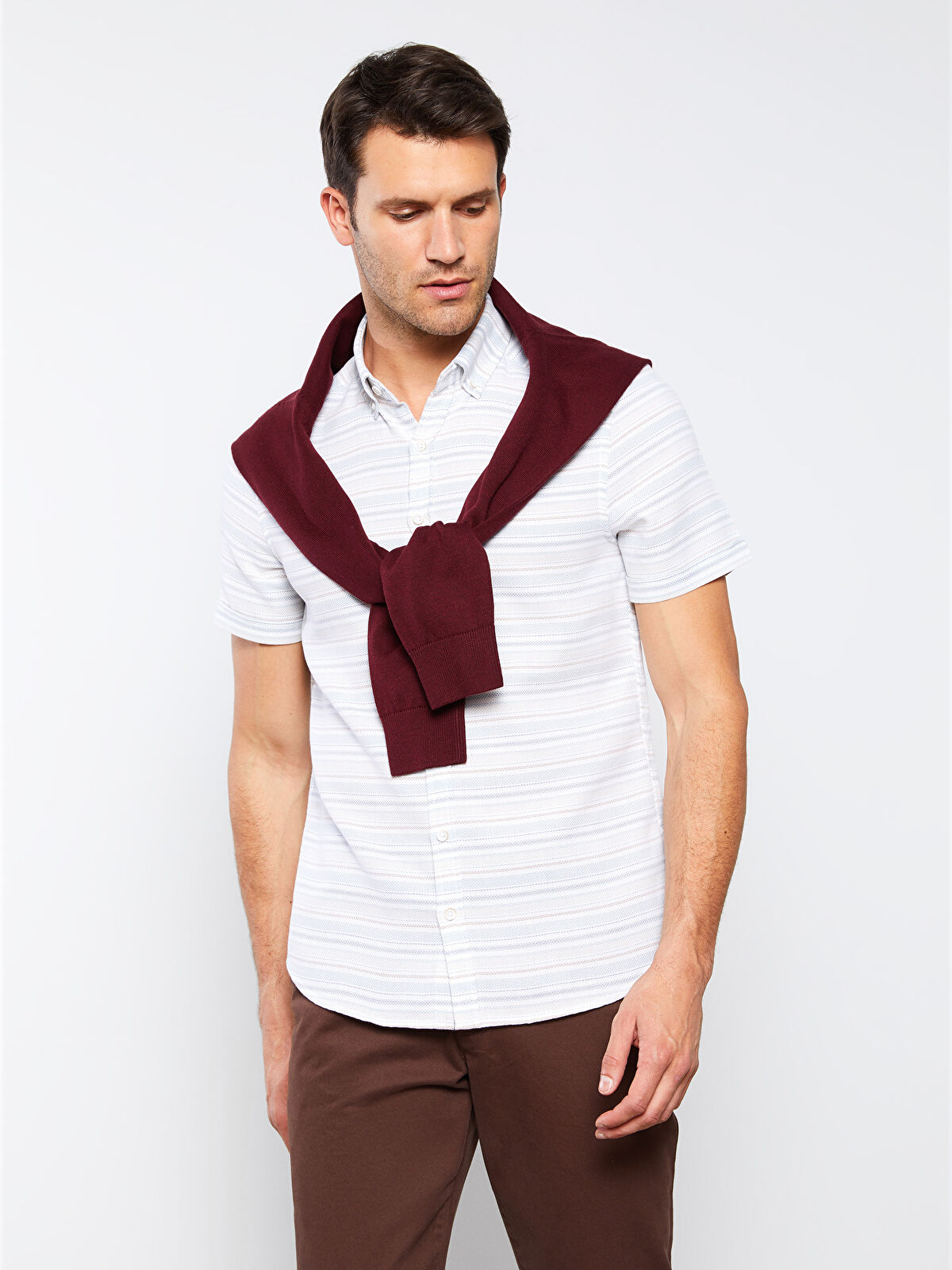 LCW CLASSIC Slim Fit Uzun Kollu Çizgili Erkek Gömlek