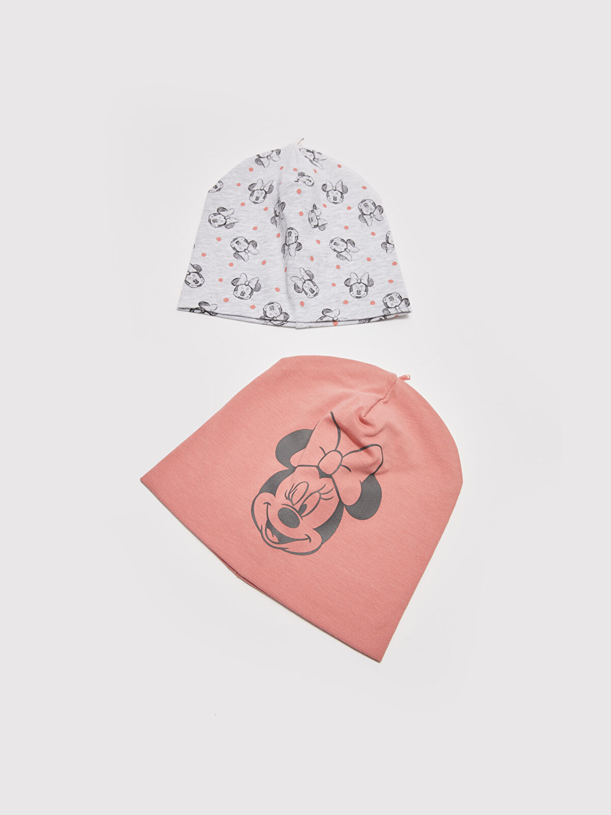Minnie Mouse Baskılı Pamuklu Kız Bebek Bere 2'li