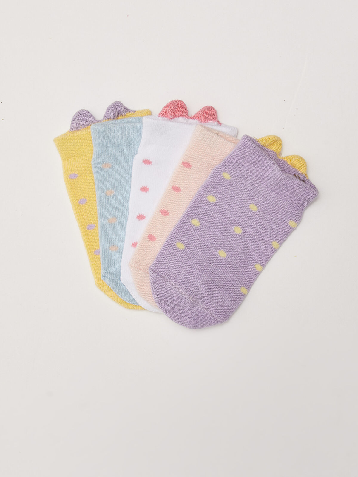 Puantiye Desenli Kız Bebek Patik Çorap 5'li