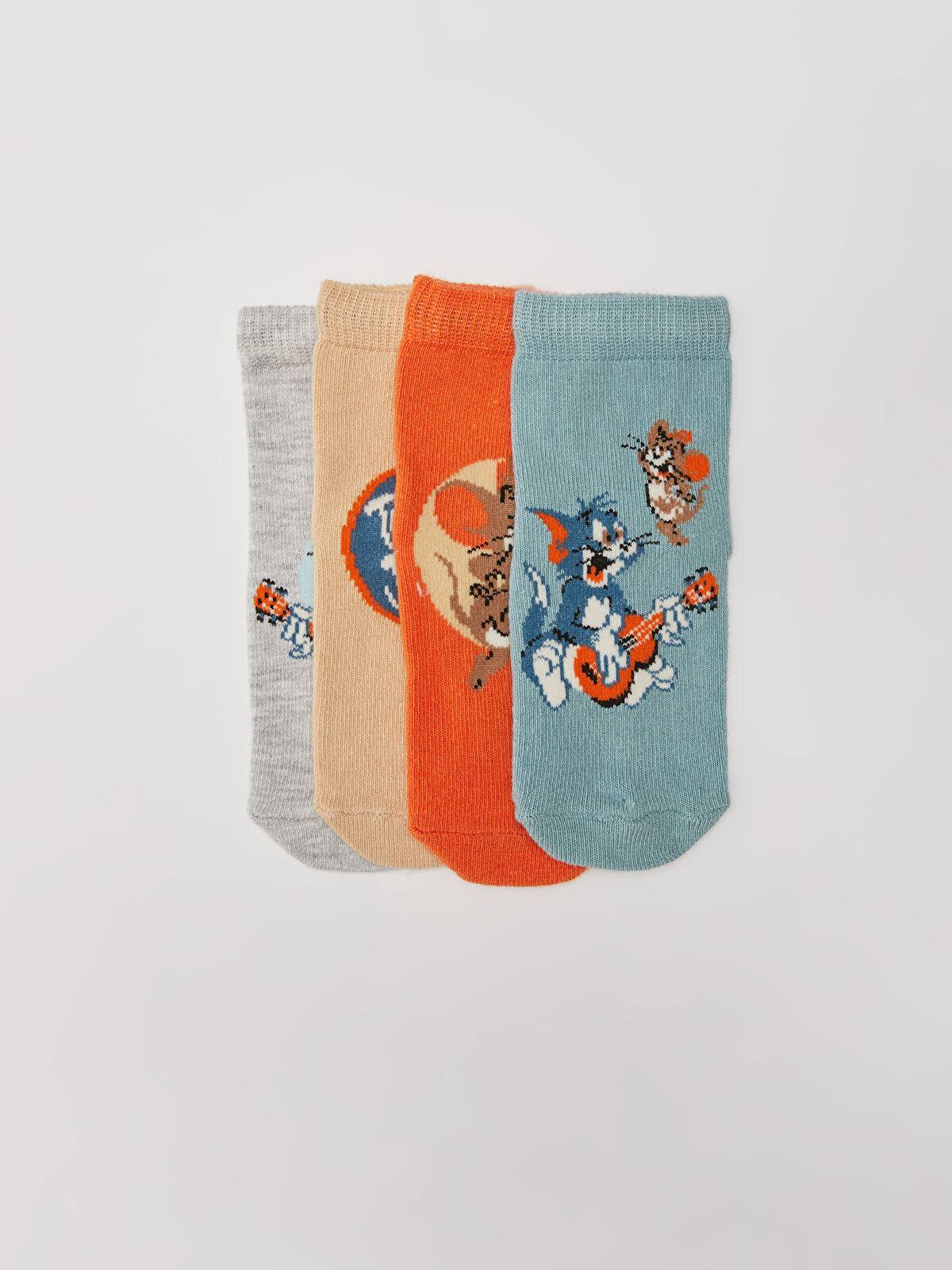 Tom ve Jerry Baskılı Erkek Bebek Soket Çorap 4'lü