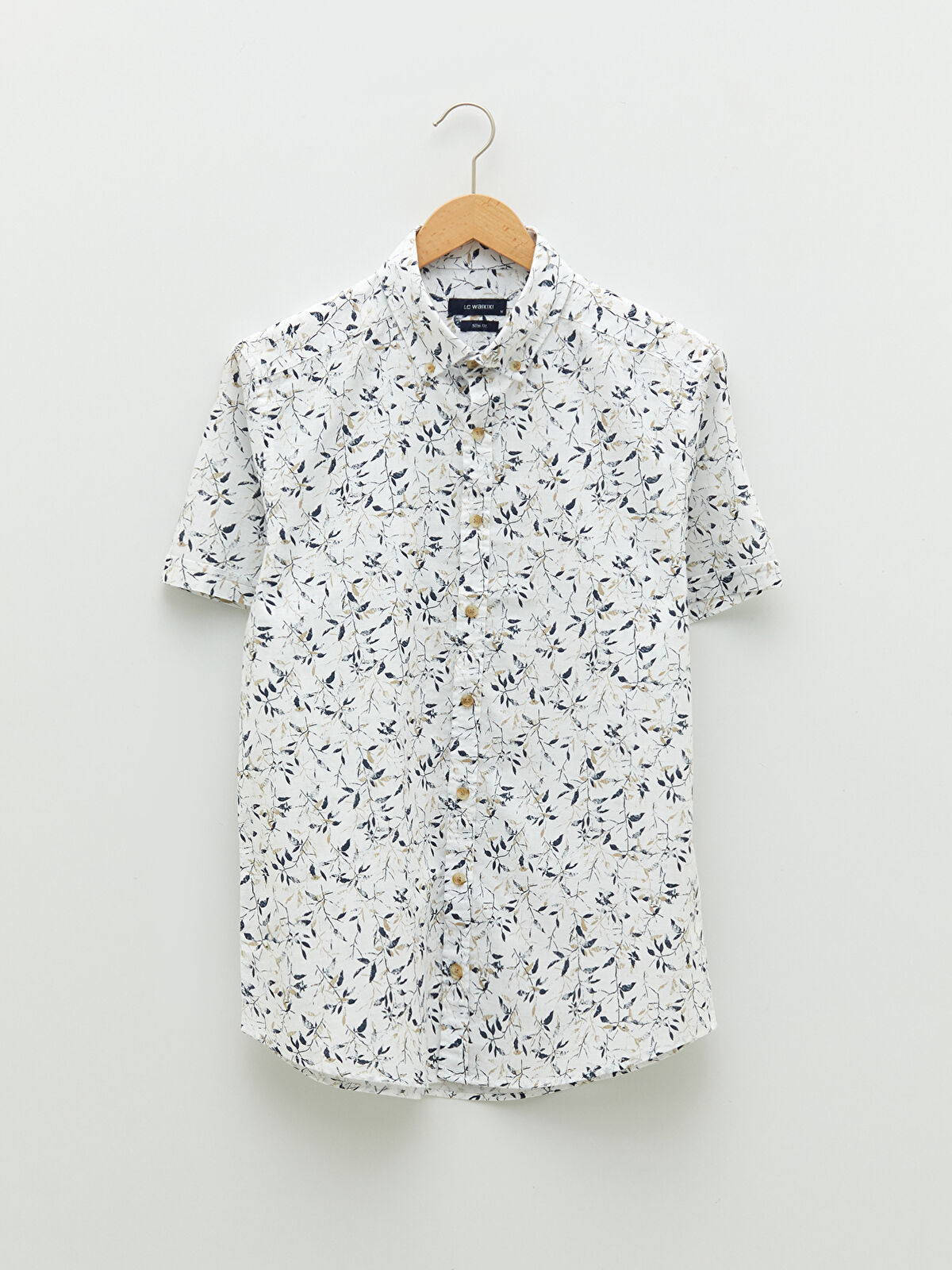 LCW CLASSIC Slim Fit Kısa Kollu Desenli Poplin Erkek Gömlek