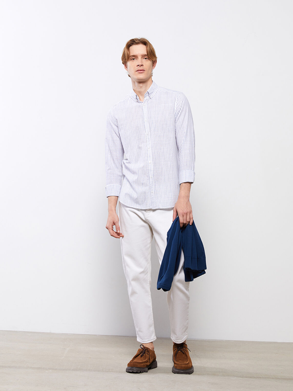 LCW CLASSIC Slim Fit Uzun Kollu Çizgili Poplin Erkek Gömlek