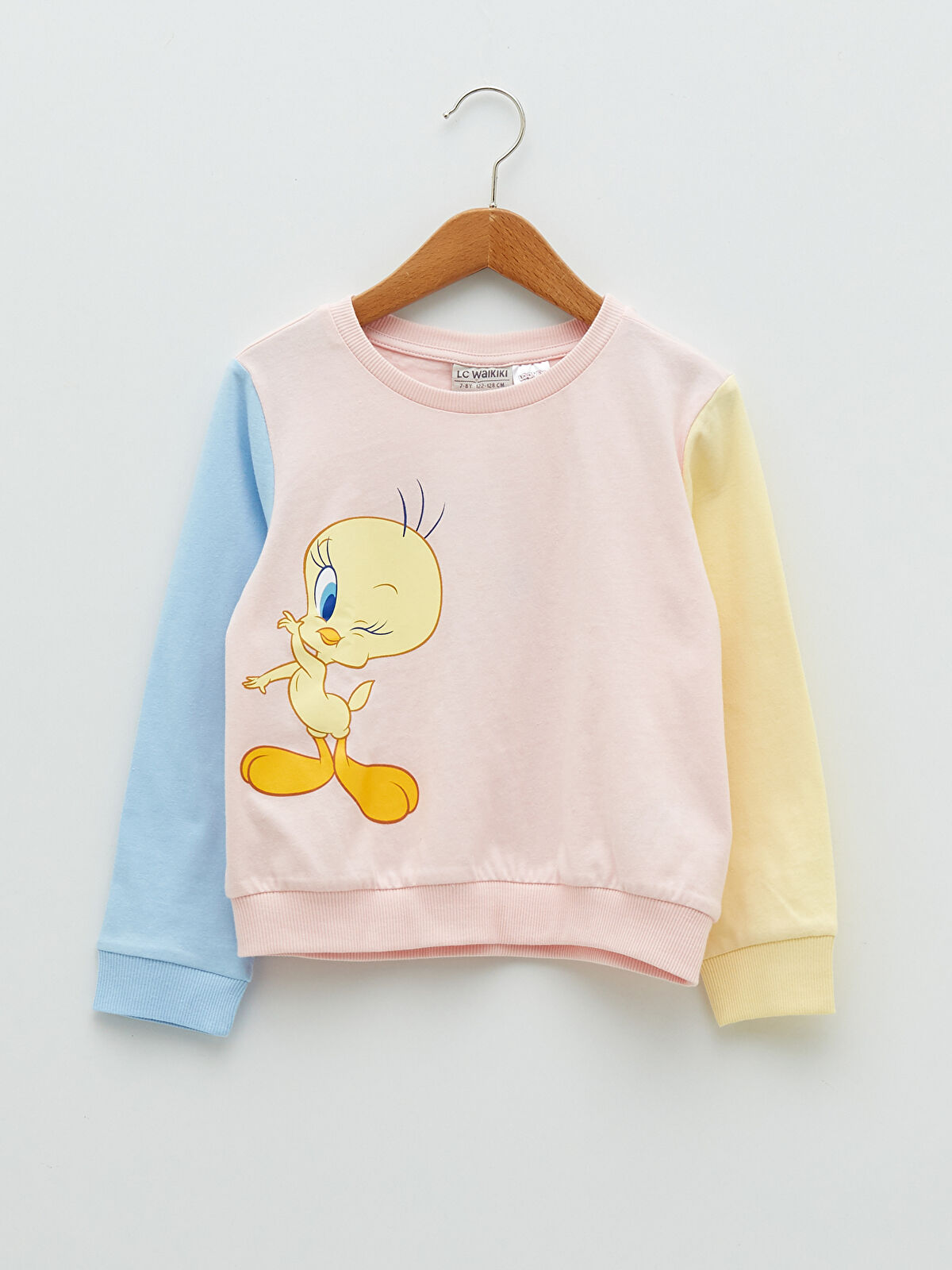 Bisiklet Yaka Tweety Baskılı Uzun Kollu Kız Çocuk Sweatshirt