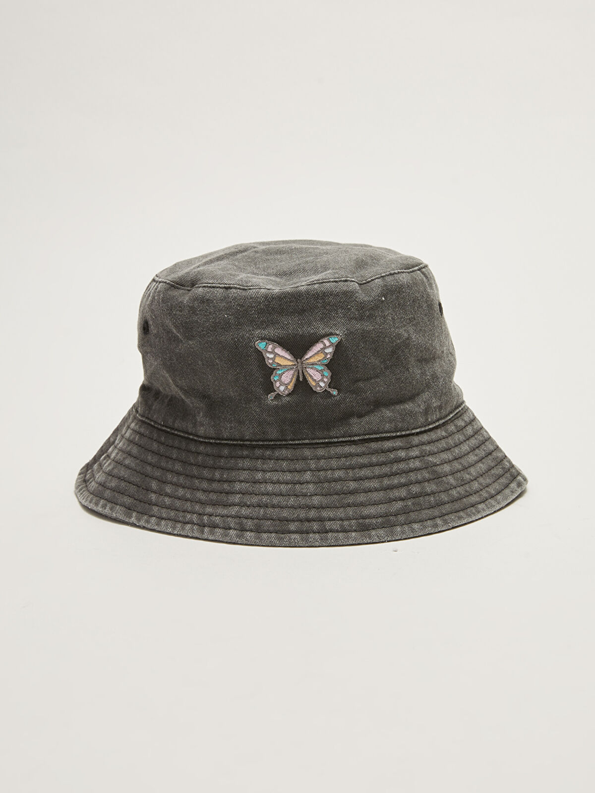 Kız Çocuk Kelebek Nakışlı Bucket Şapka