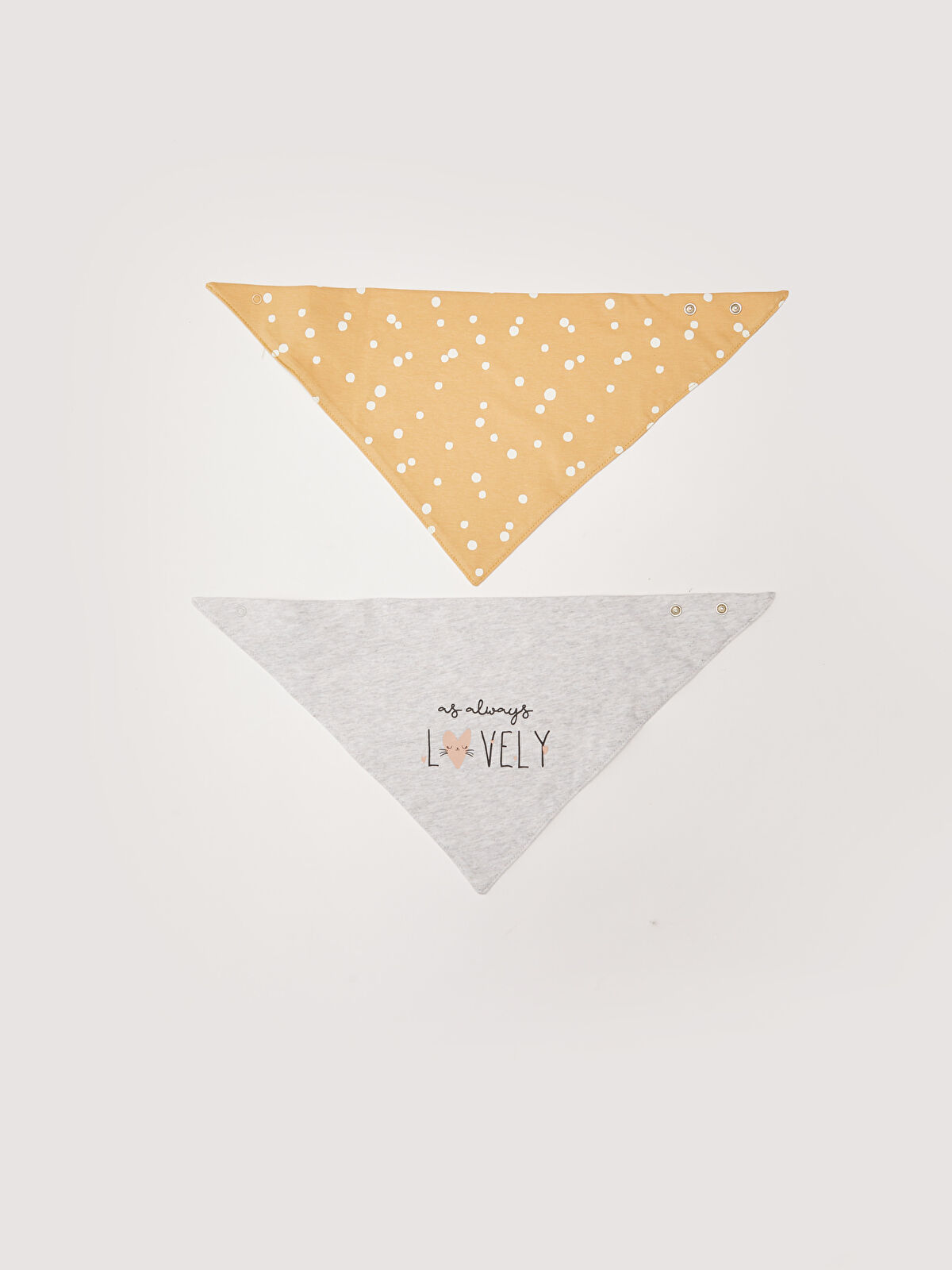 Baskılı Pamuklu Kız Bebek Mama Önlüğü 2'li