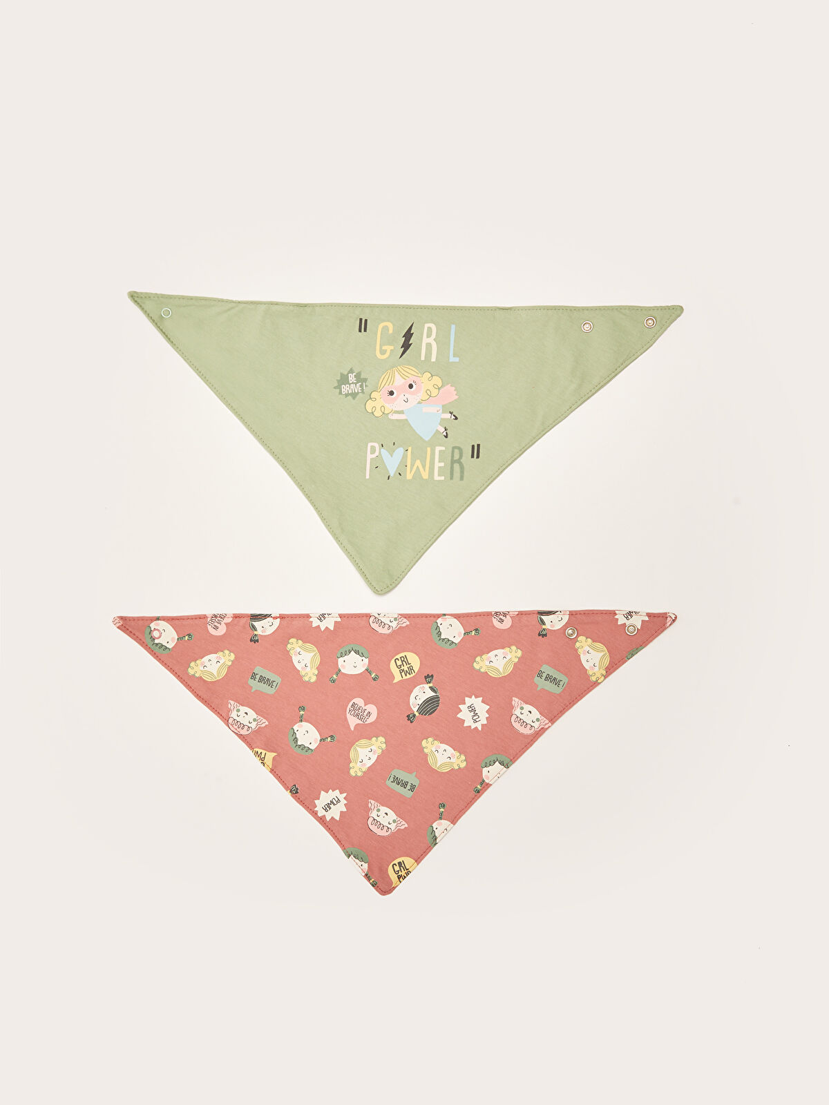 Baskılı Pamuklu Kız Bebek Mama Önlüğü 2'li