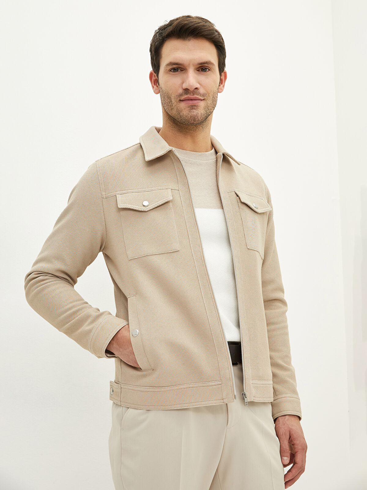 LCW VISION Slim Fit Gömlek Yaka Erkek Mont