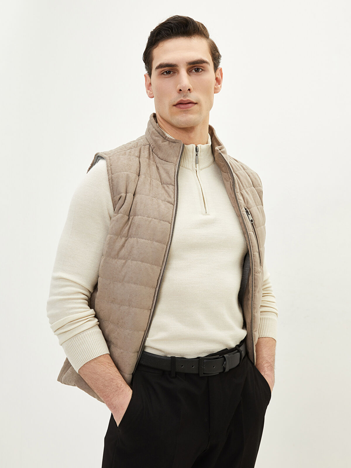 LCW VISION Slim Fit Dik Yaka Süet Erkek Yelek