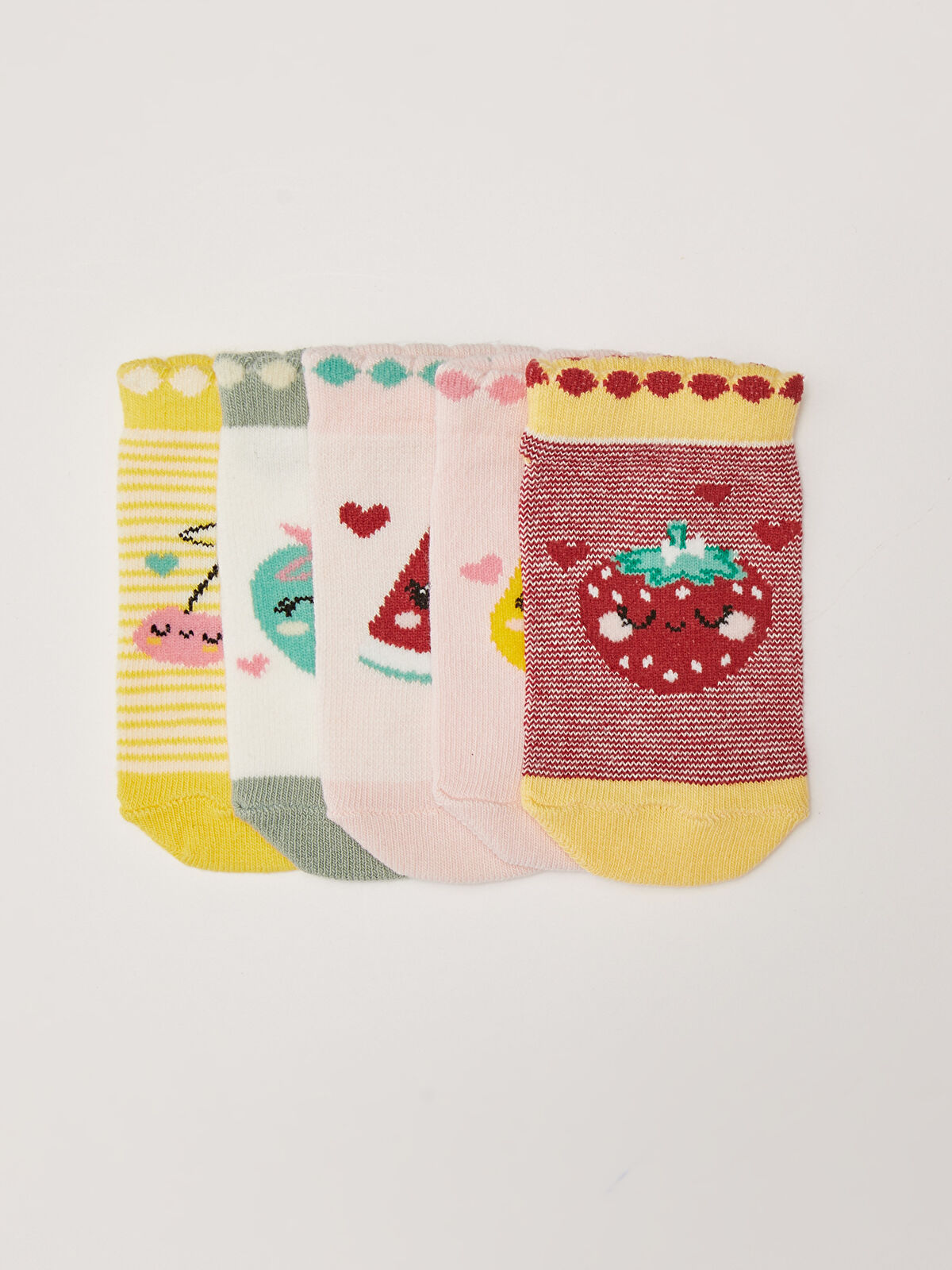Desenli Kız Bebek Patik Çorap 5'li