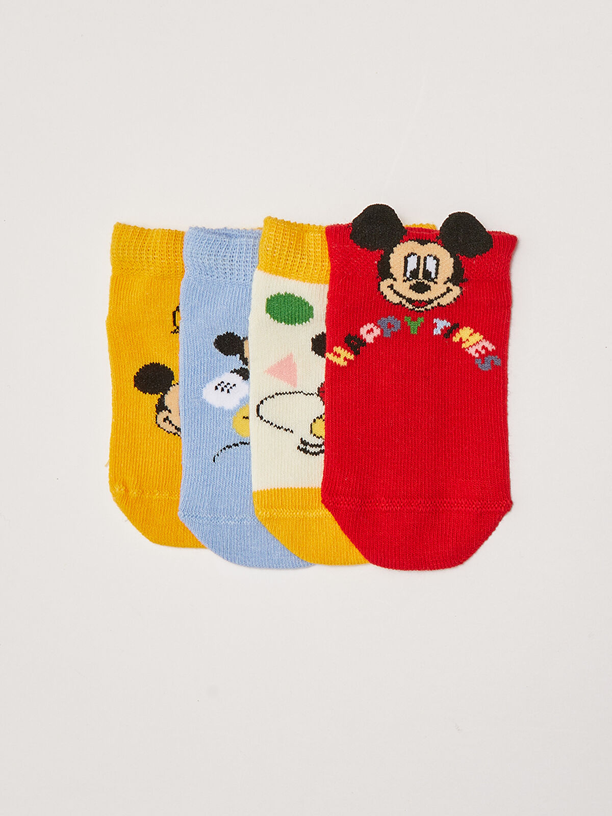 Mickey Mouse Baskılı Erkek Bebek Patik Çorap 4'lü