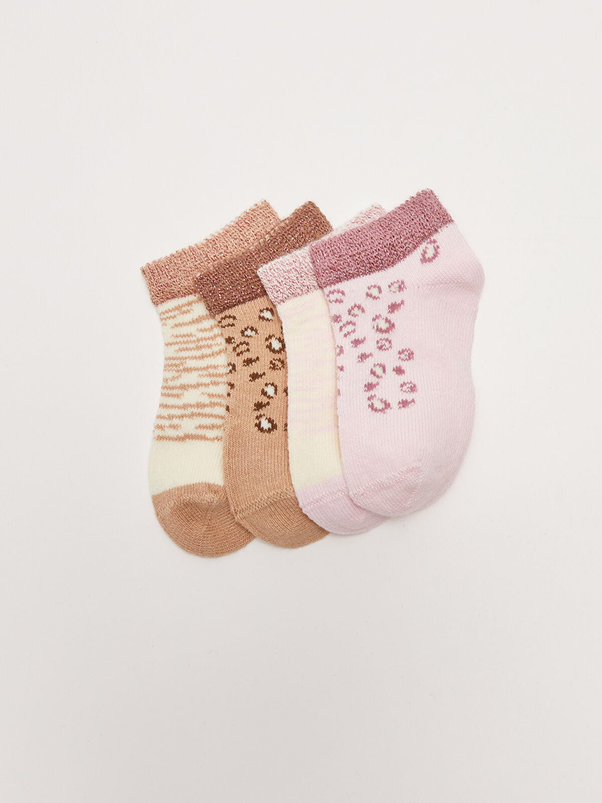 Desenli Kız Bebek Patik Çorap 4'lü