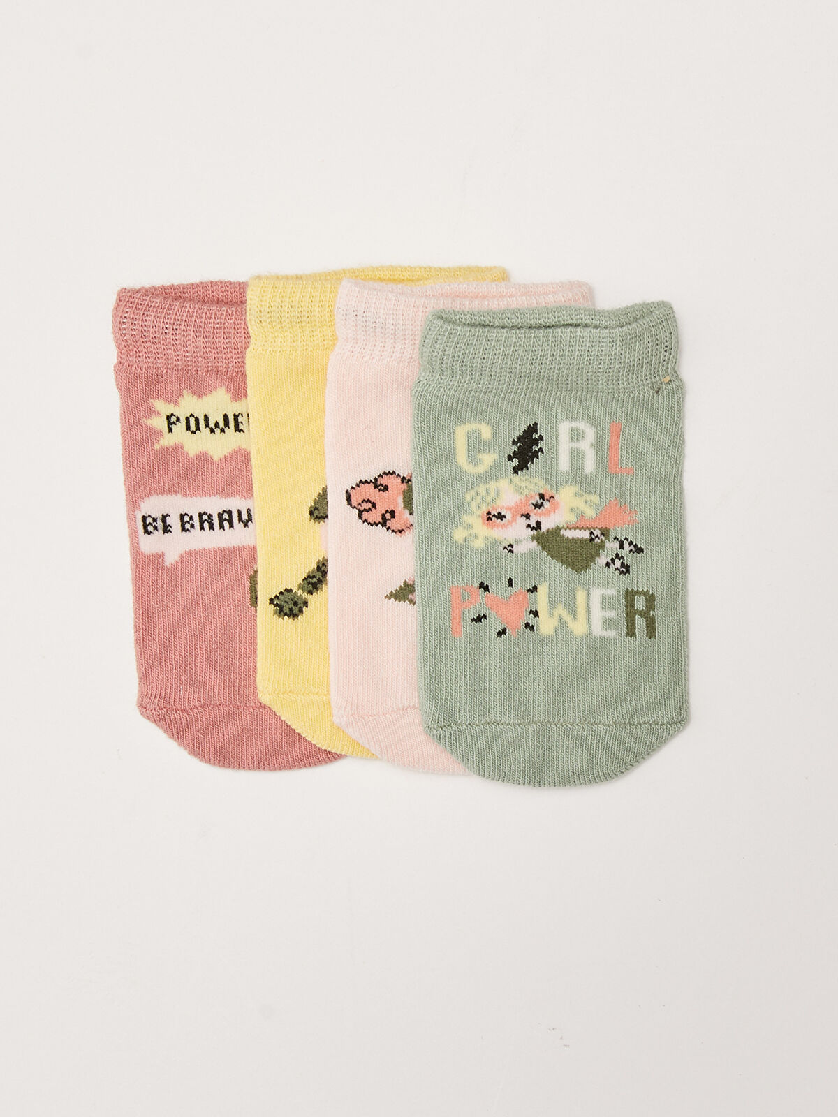 Desenli Kız Bebek Patik Çorap 4'lü