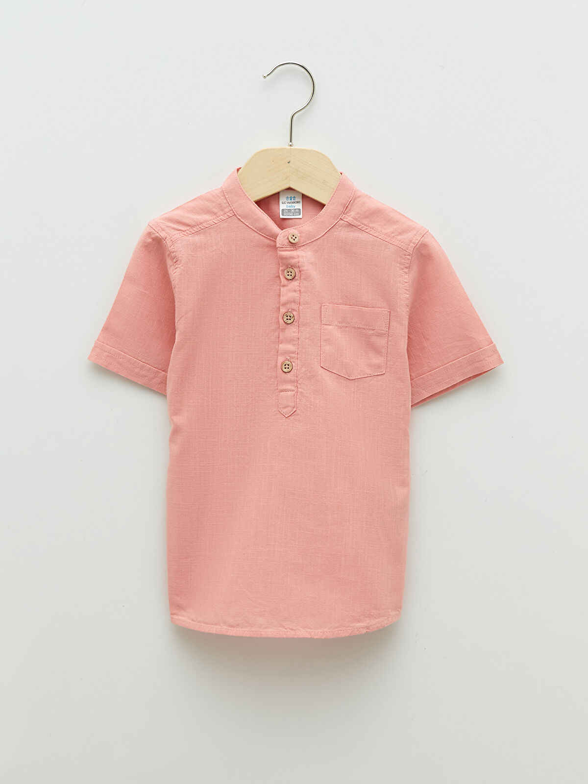 Hakim Yaka Kısa Kollu Basic Poplin Erkek Bebek Gömlek Hakim Yaka Kısa Kollu Basic Poplin Erkek Bebek Gömlek