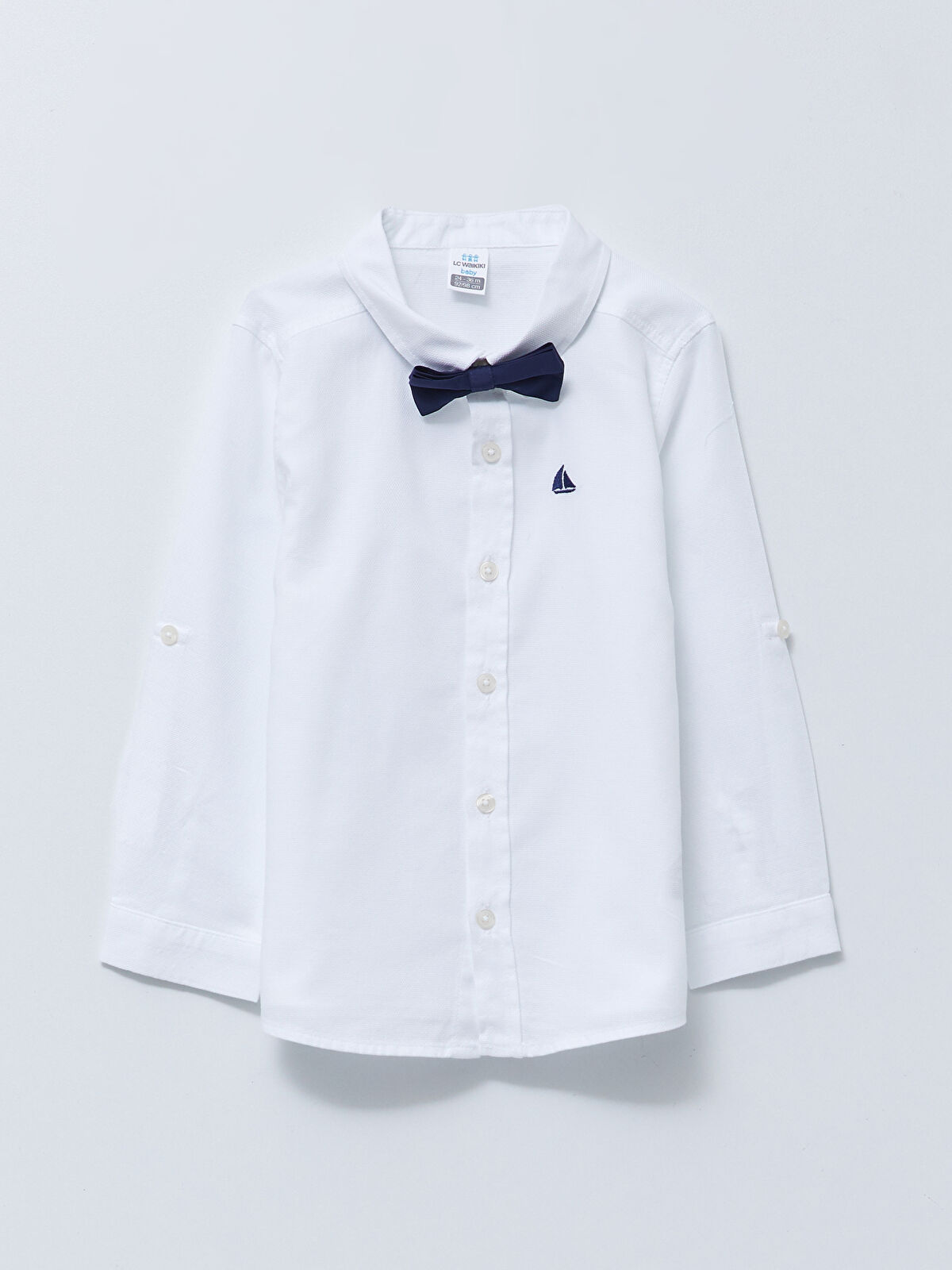 Uzun Kollu Nakış Detaylı Pamuklu Erkek Bebek Gömlek ve Papyon 2'li Takım Uzun Kollu Nakış Detaylı Pamuklu Erkek Bebek Gömlek ve Papyon 2'li Takım