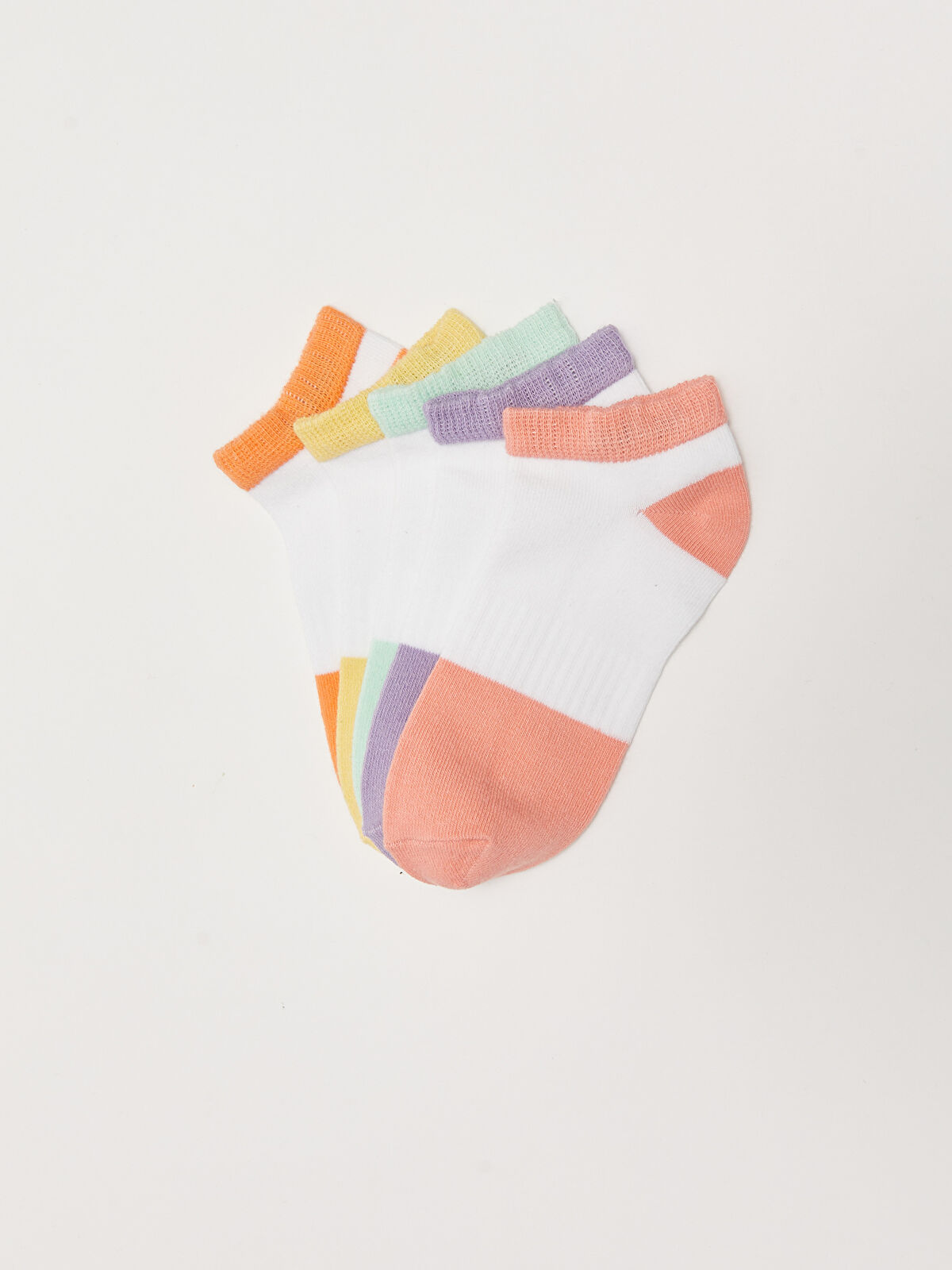 Renk Bloklu Kız Çocuk Patik Çorap 5'li