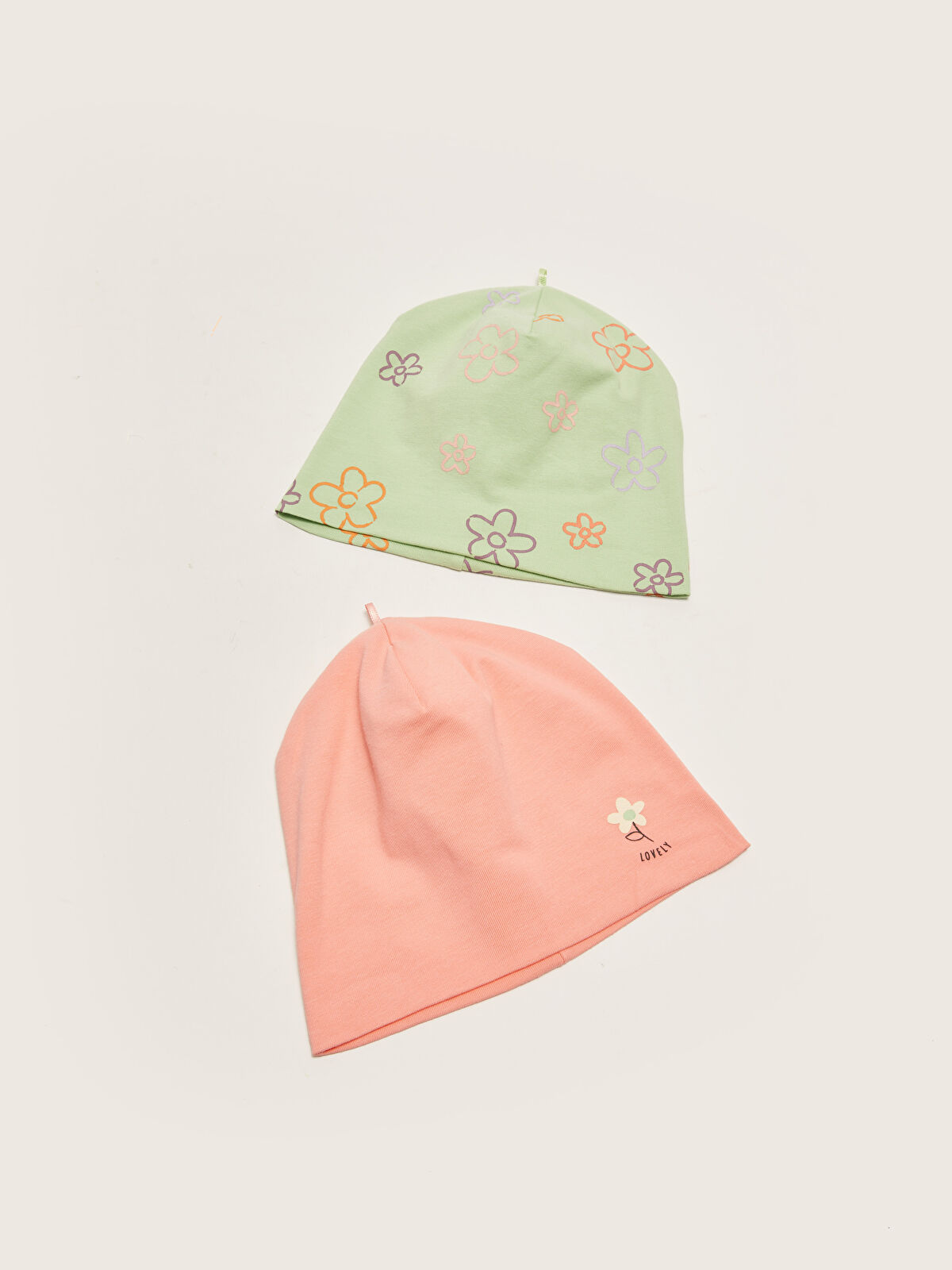 Baskılı Kız Bebek Bere 2'li