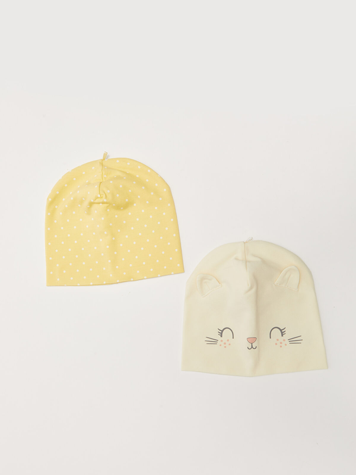 Baskılı Pamuklu Kız Bebek Bere 2'li