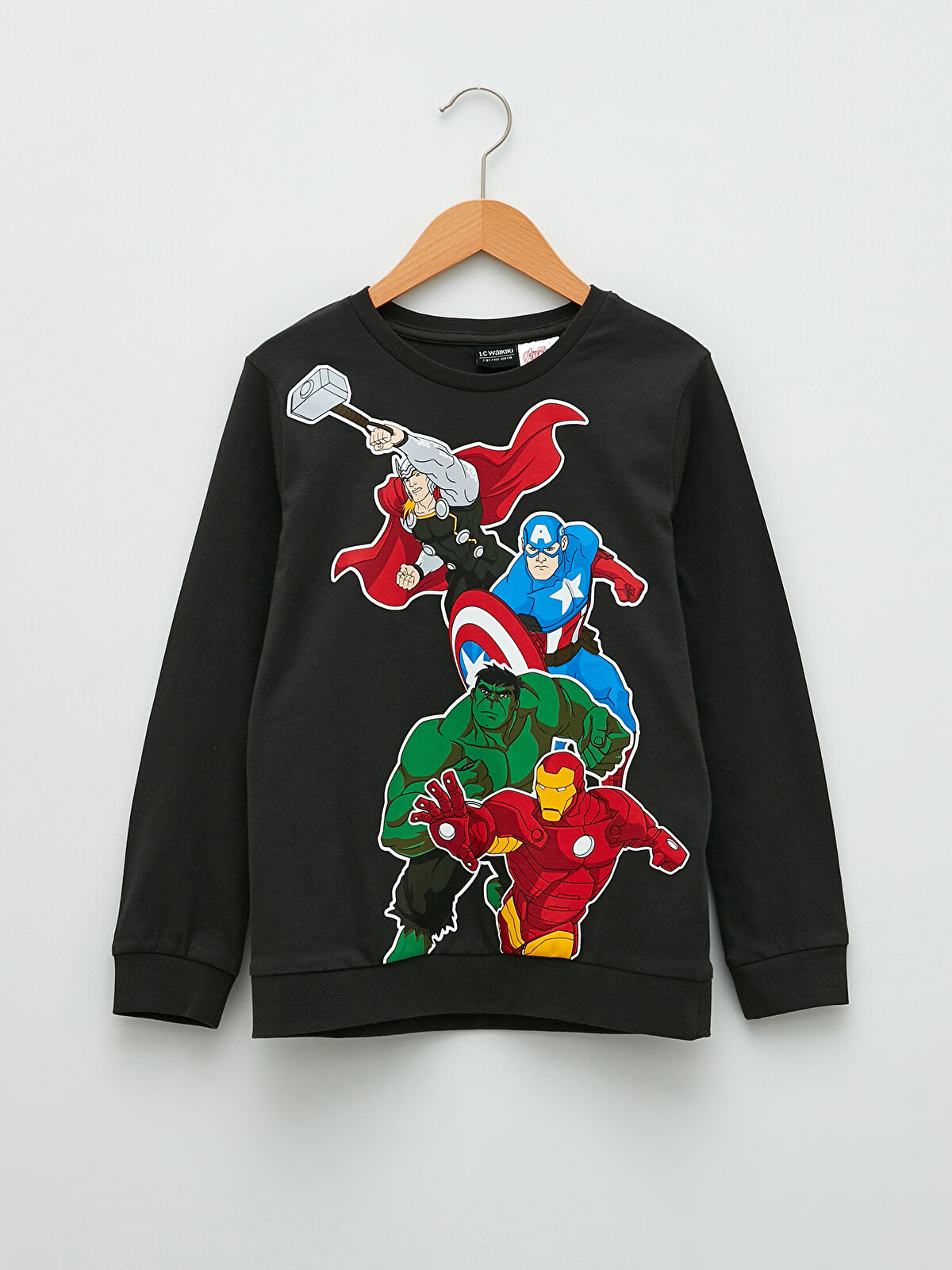 Bisiklet Yaka Avengers Baskılı Uzun Kollu Erkek Çocuk Sweatshirt