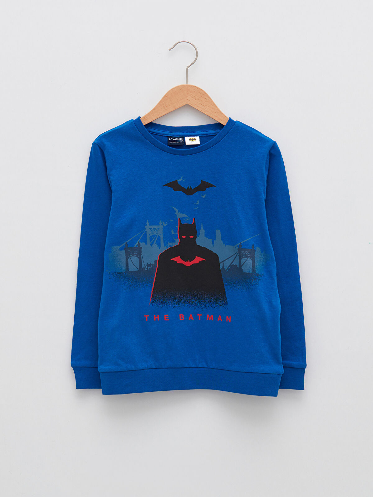 Bisiklet Yaka Batman Baskılı Uzun Kollu Erkek Çocuk Sweatshirt