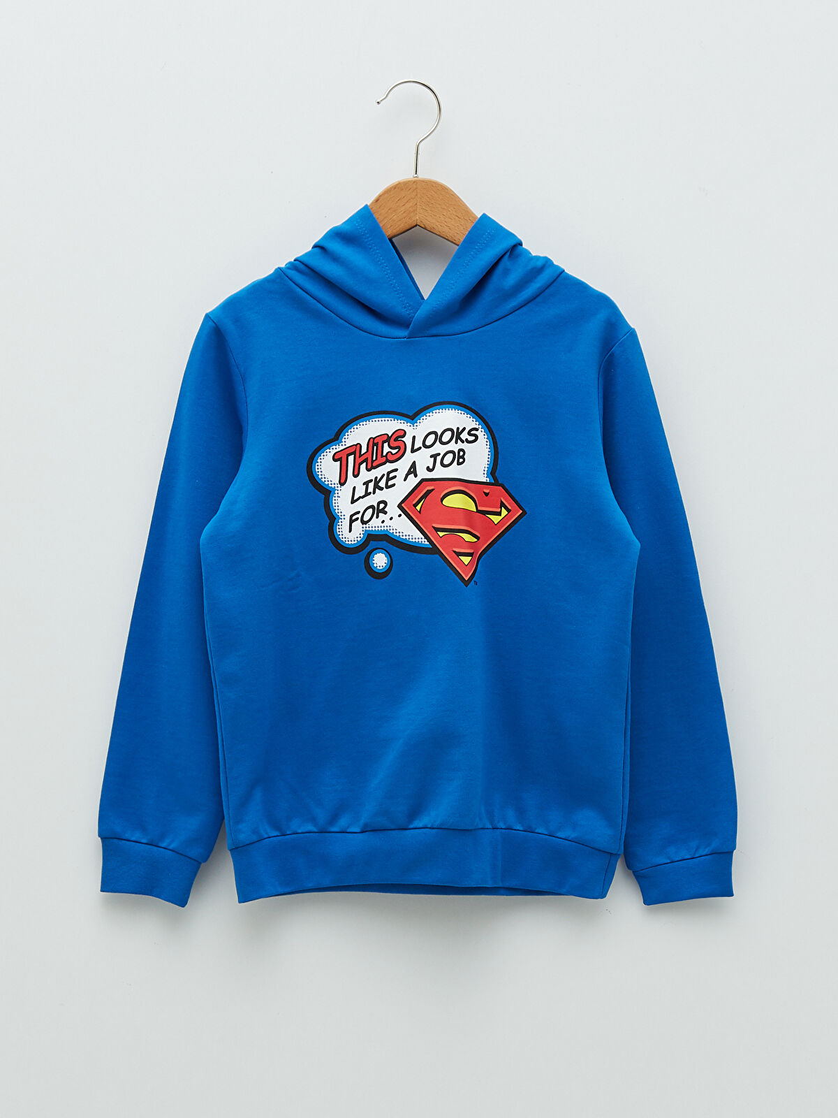 Kapüşonlu Superman Baskılı Uzun Kollu Erkek Çocuk Sweatshirt