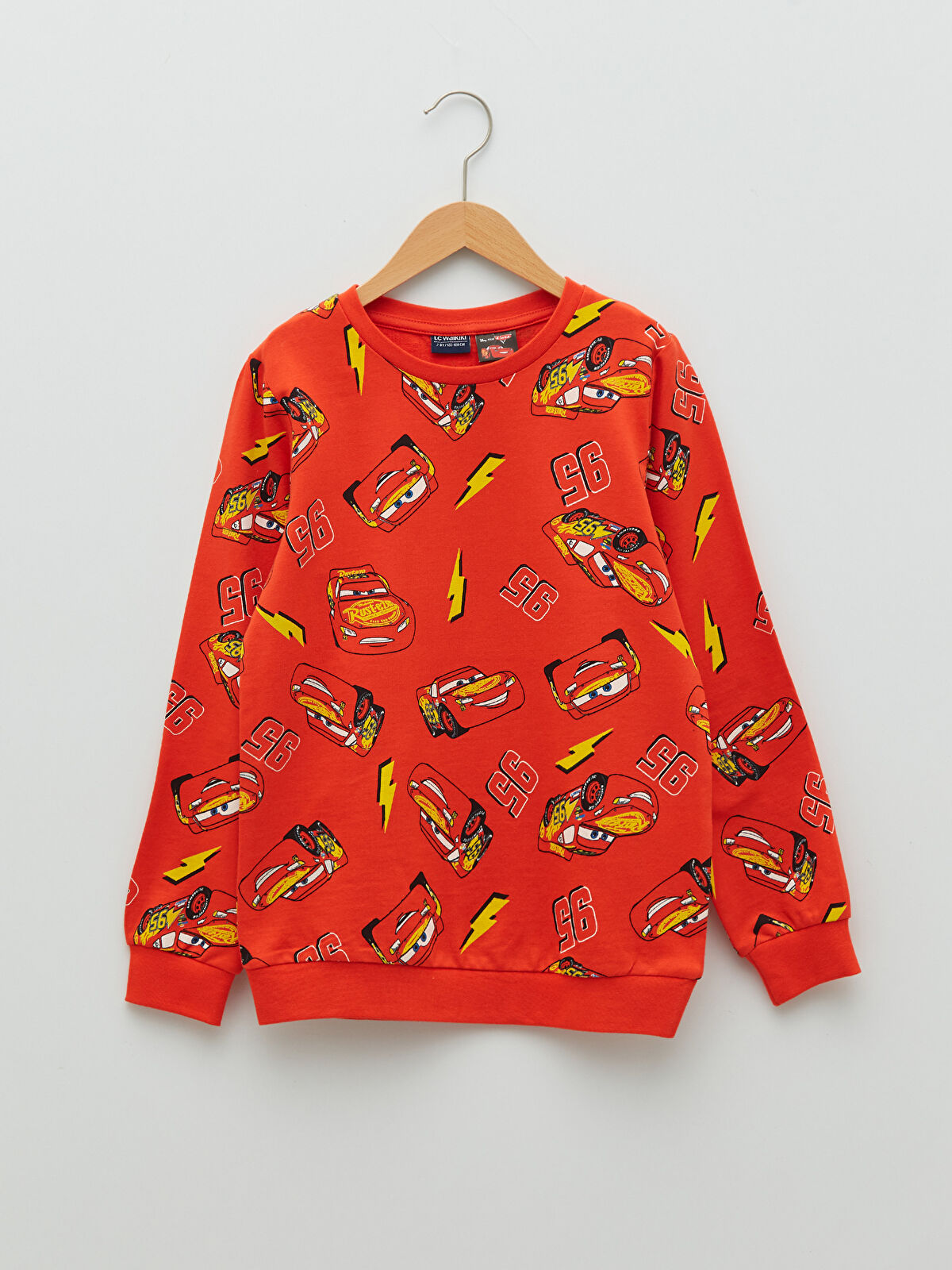 Bisiklet Yaka Arabalar Baskılı Uzun Kollu Erkek Çocuk Sweatshirt