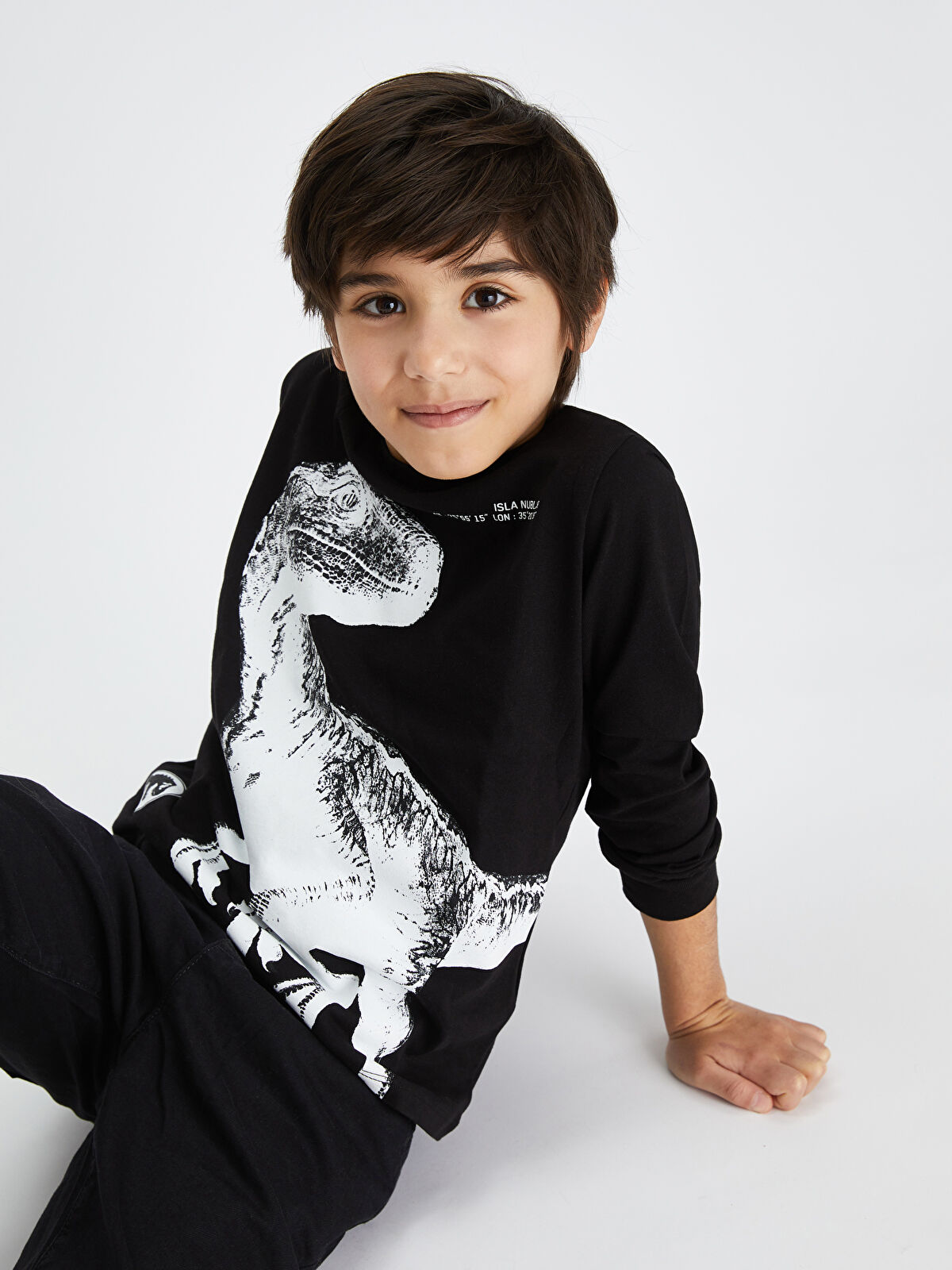 Bisiklet Yaka Jurassic World Baskılı Uzun Kollu Erkek Çocuk Sweatshirt