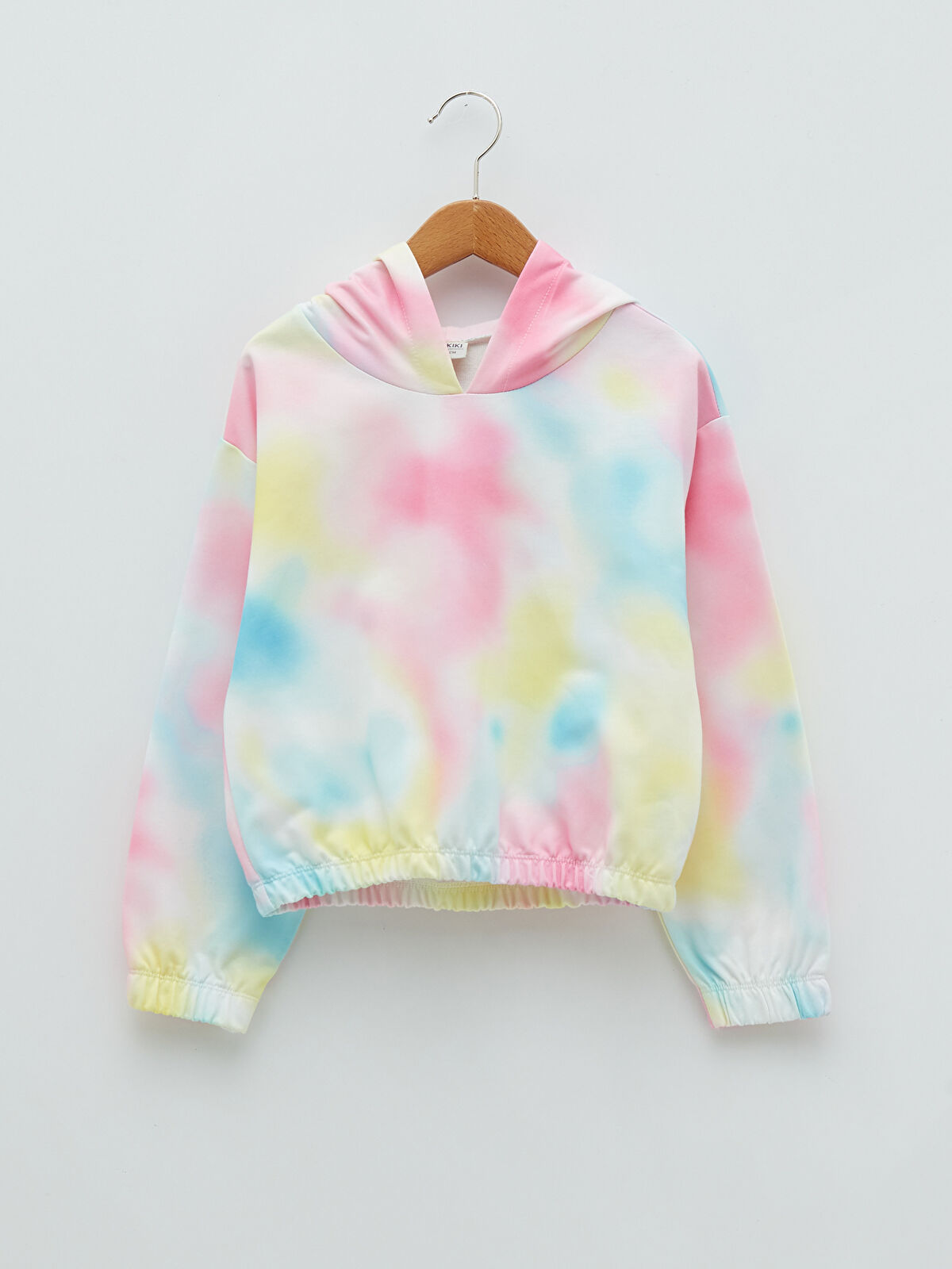 Kapüşonlu Batik Desenli Uzun Kollu Kız Çocuk Sweatshirt